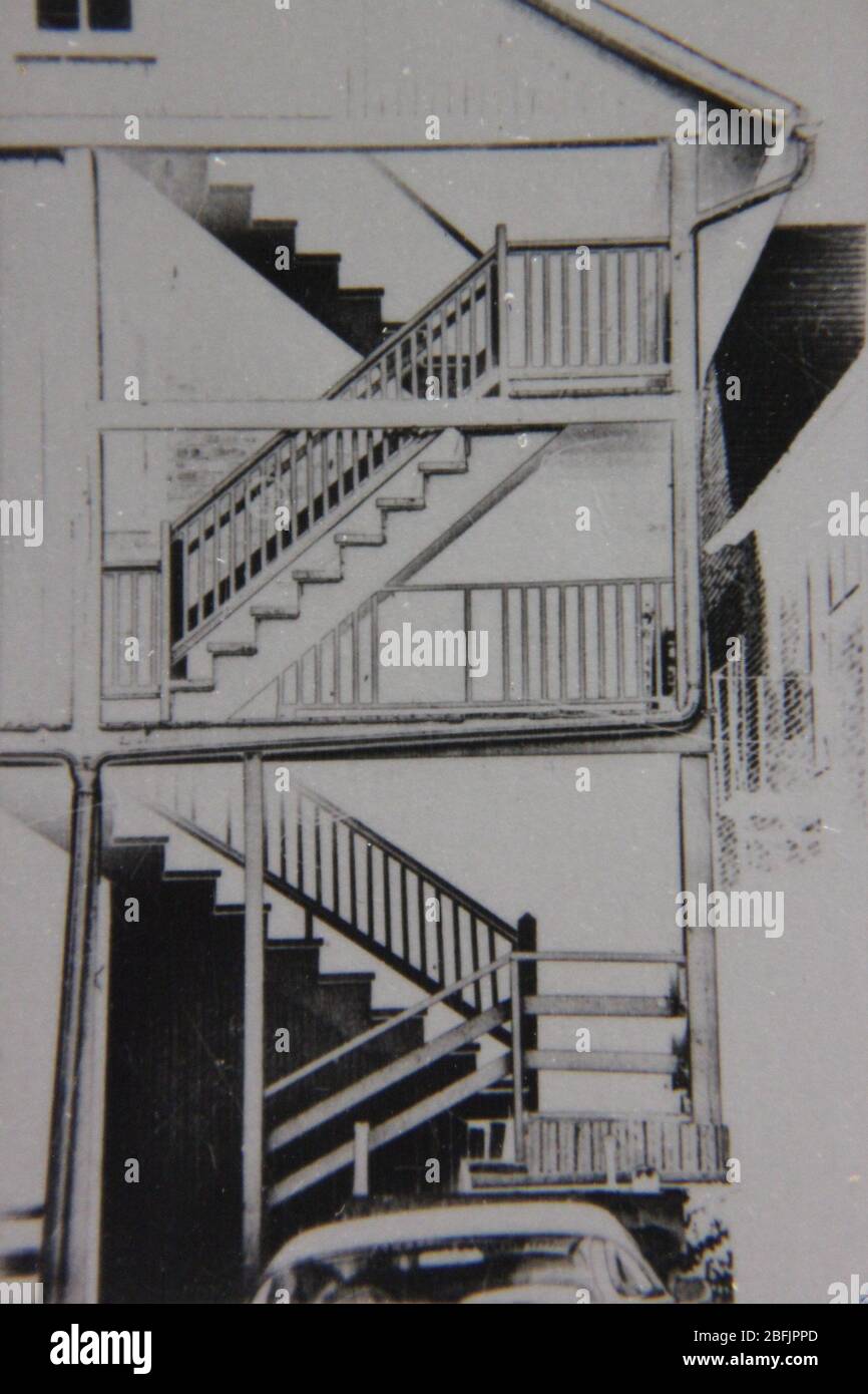 Fine 70s vintage black and white extreme photography of a flight of ...