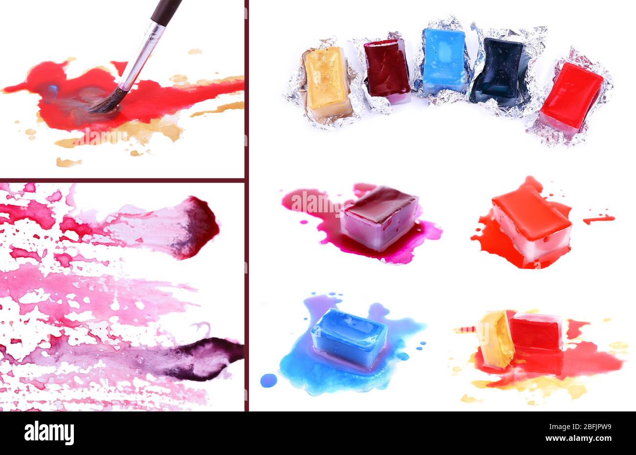 Collage of watercolor paints Stock Photo - Alamy