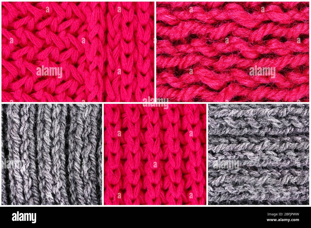 Knitted fabric collage Stock Photo - Alamy