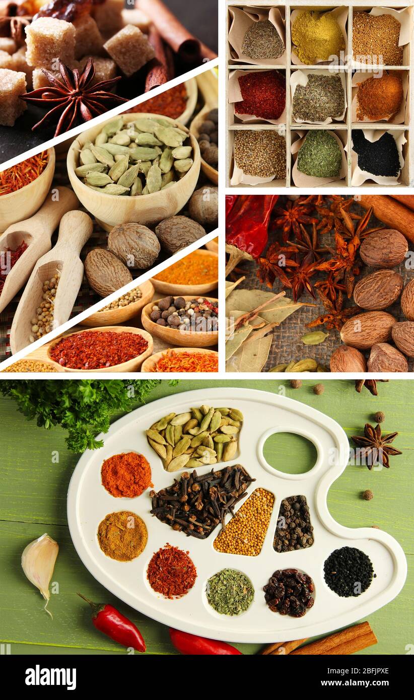 Collage of different spices Stock Photo - Alamy
