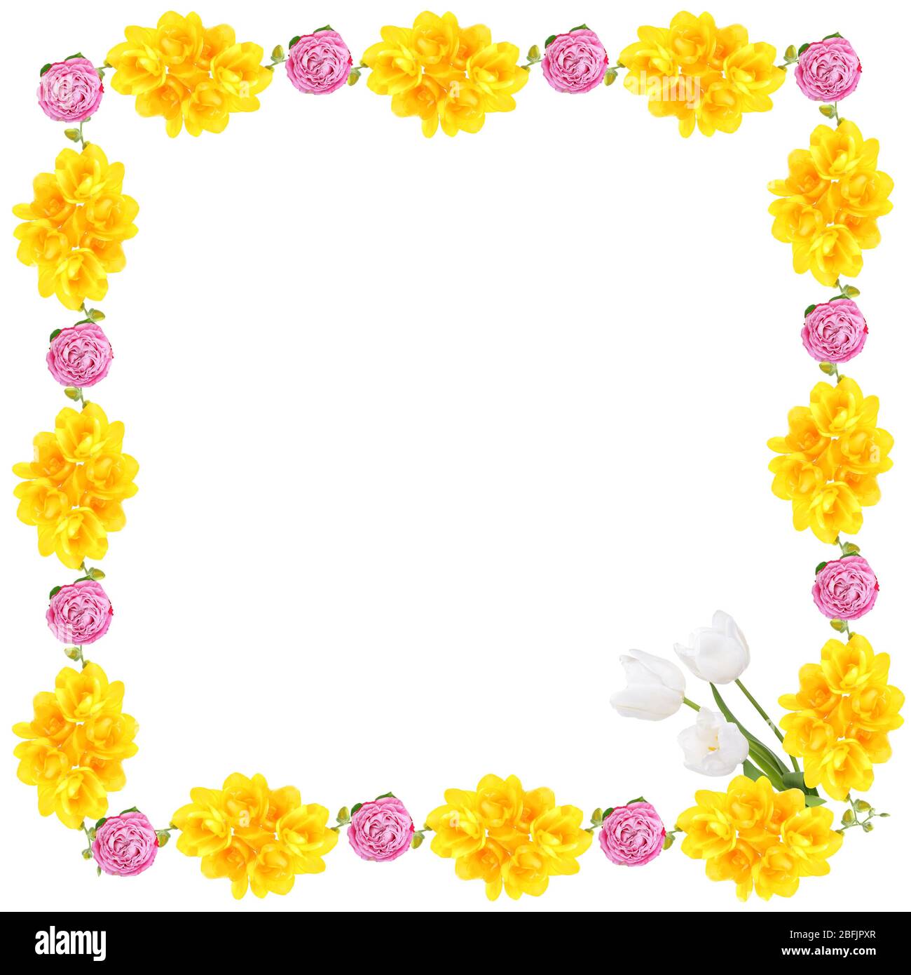 Beautiful flower frame isolated on white Stock Photo - Alamy