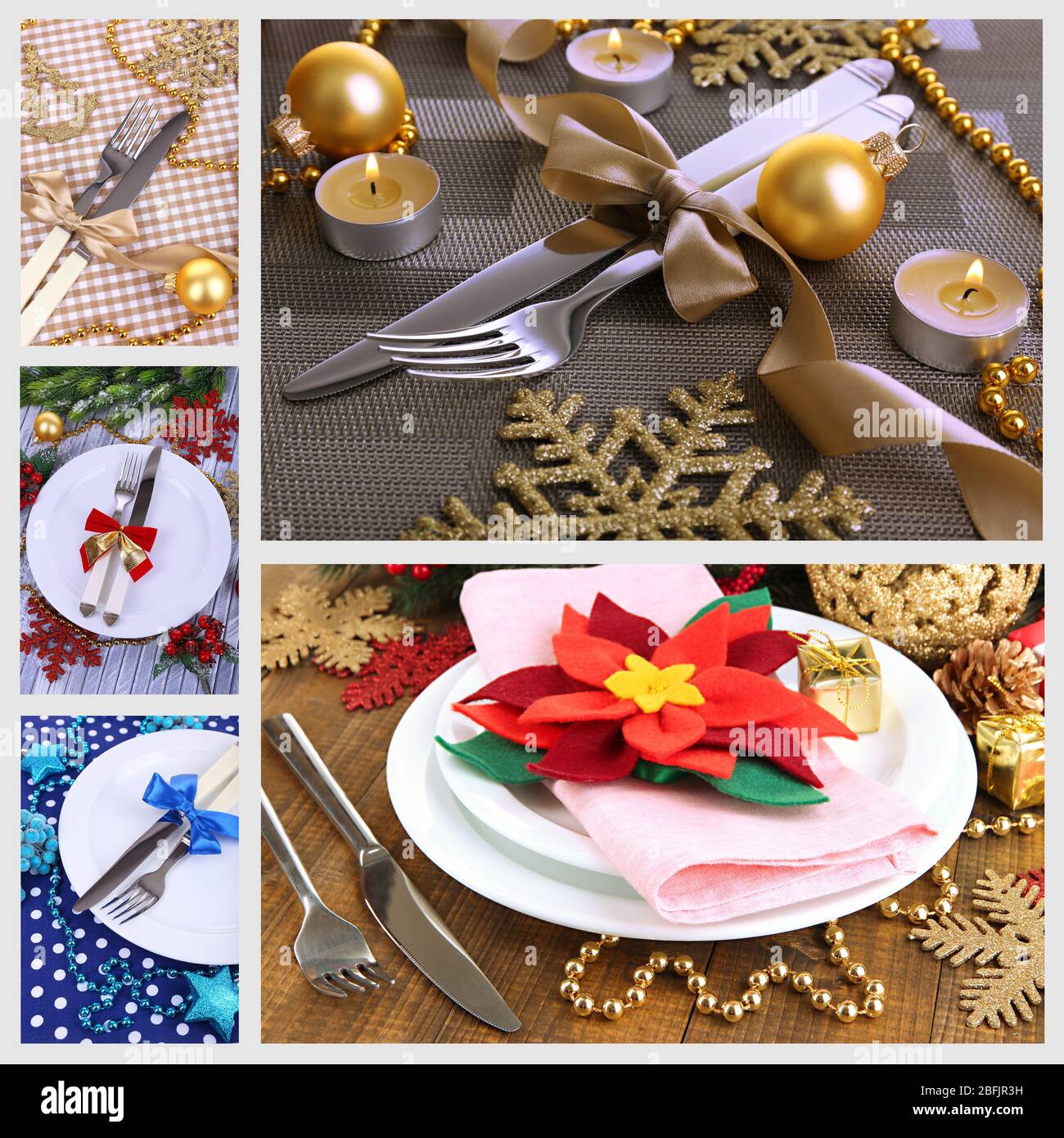 Christmas table setting collage Stock Photo - Alamy