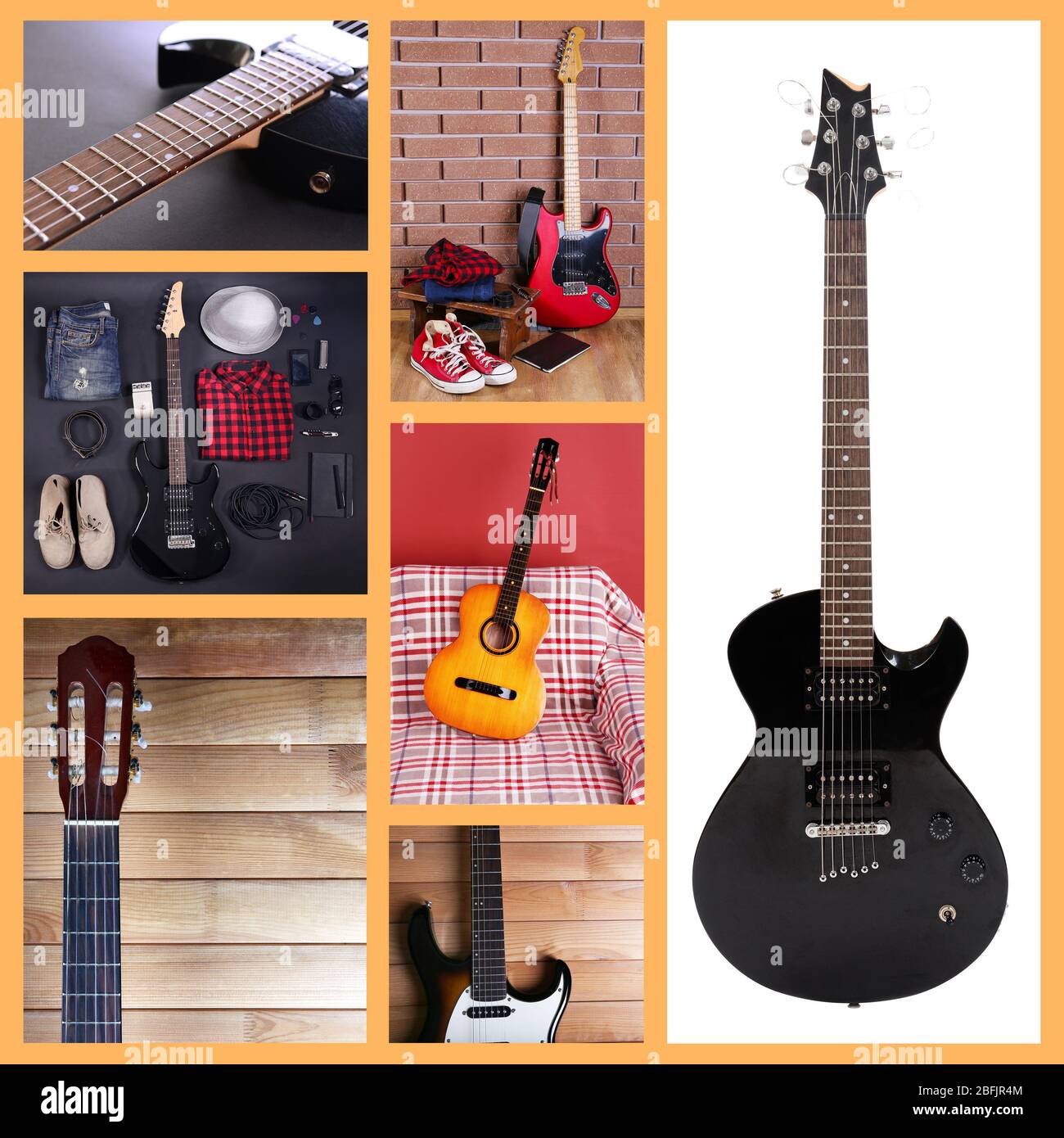 Collage of modern guitar Stock Photo - Alamy