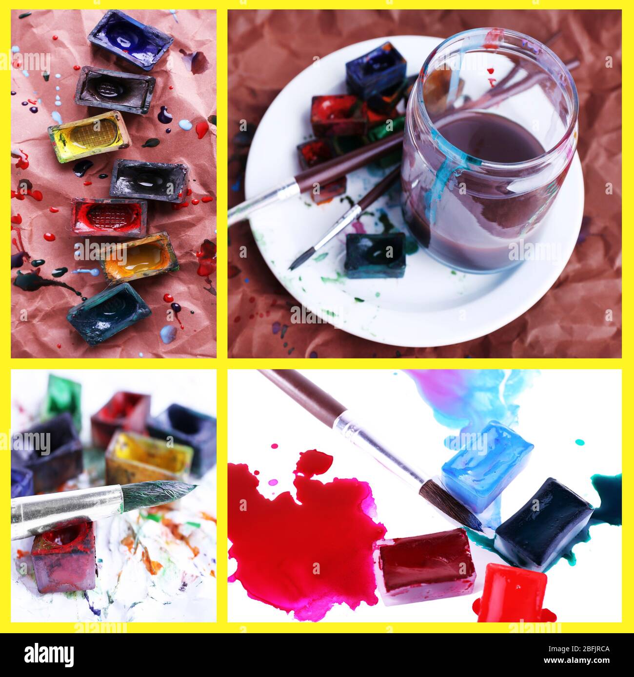 Collage of watercolor paints Stock Photo - Alamy