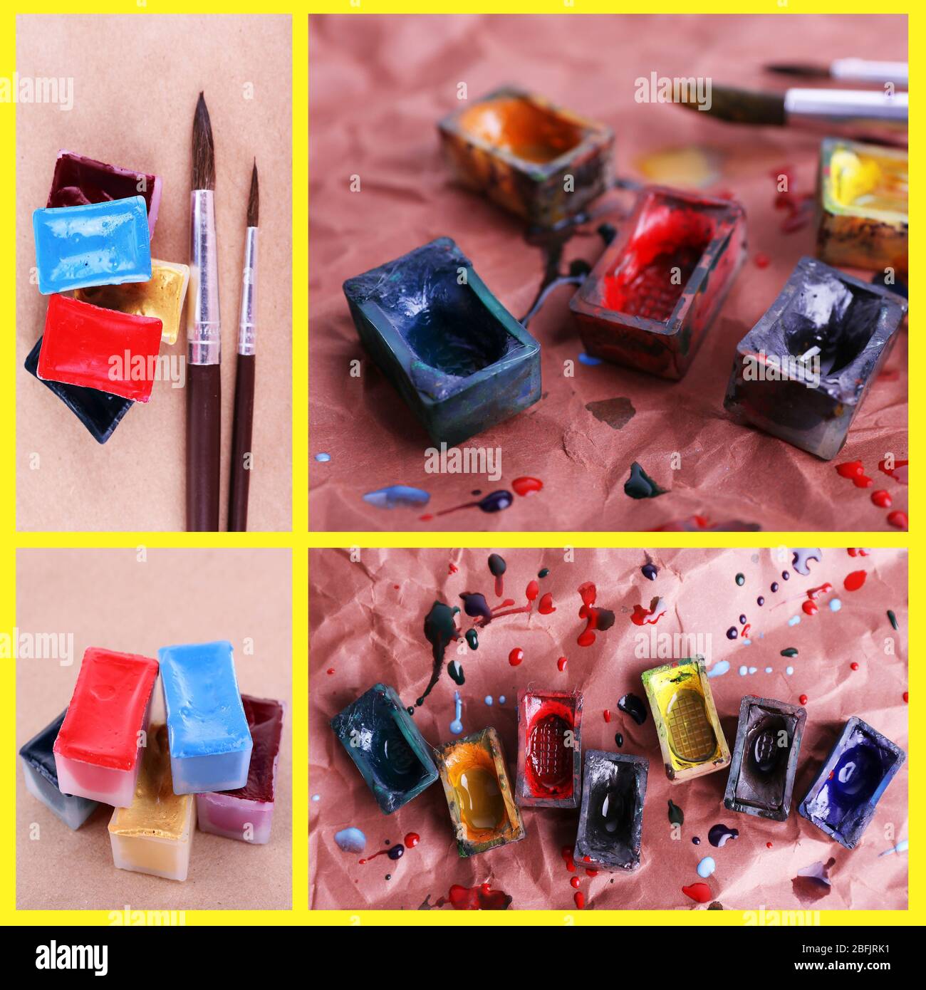 Collage of watercolor paints Stock Photo - Alamy