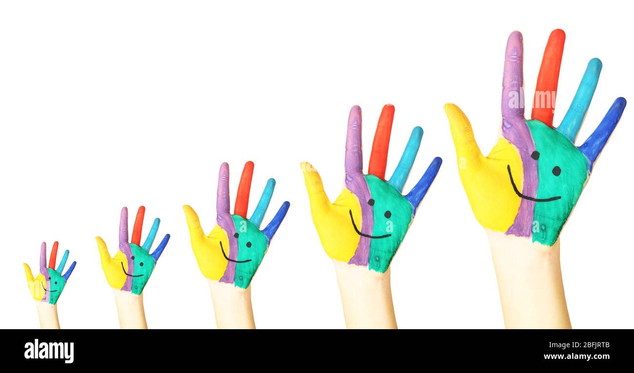 Painted hands isolated on white Stock Photo - Alamy