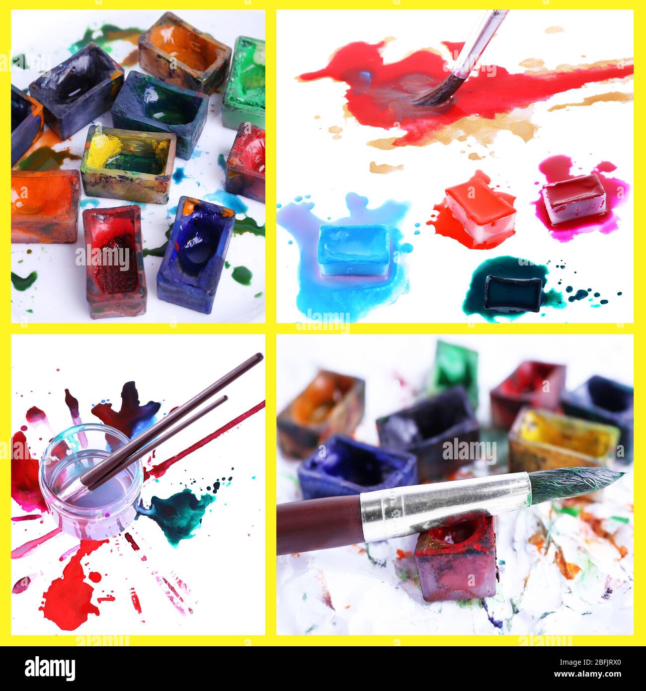 Collage of watercolor paints Stock Photo - Alamy