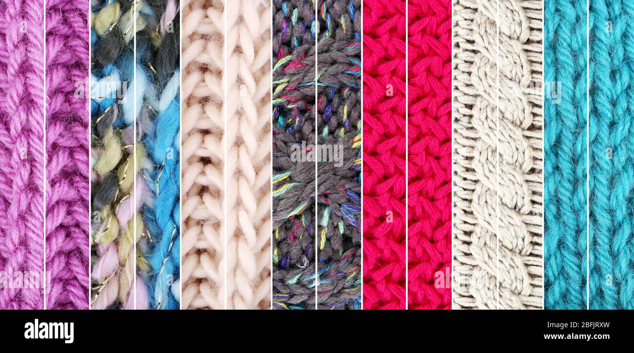 Knitted fabric collage Stock Photo - Alamy