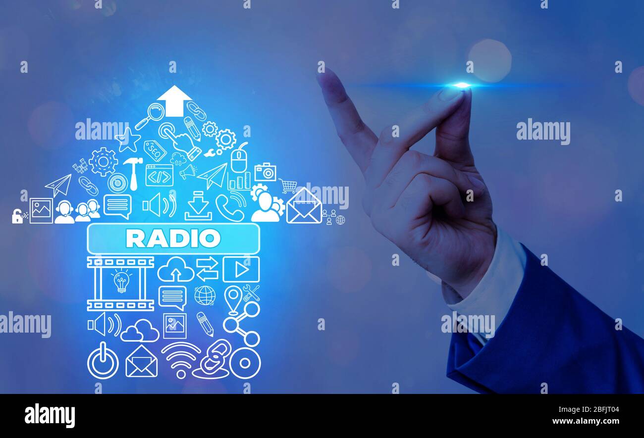 Writing note showing Radio. Business concept for activity or industry ...