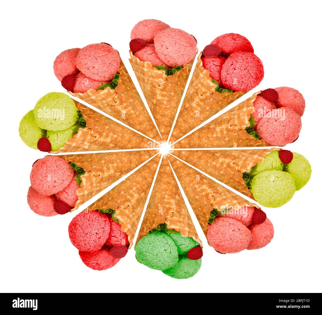 Ice cream horn collage isolated on white Stock Photo - Alamy