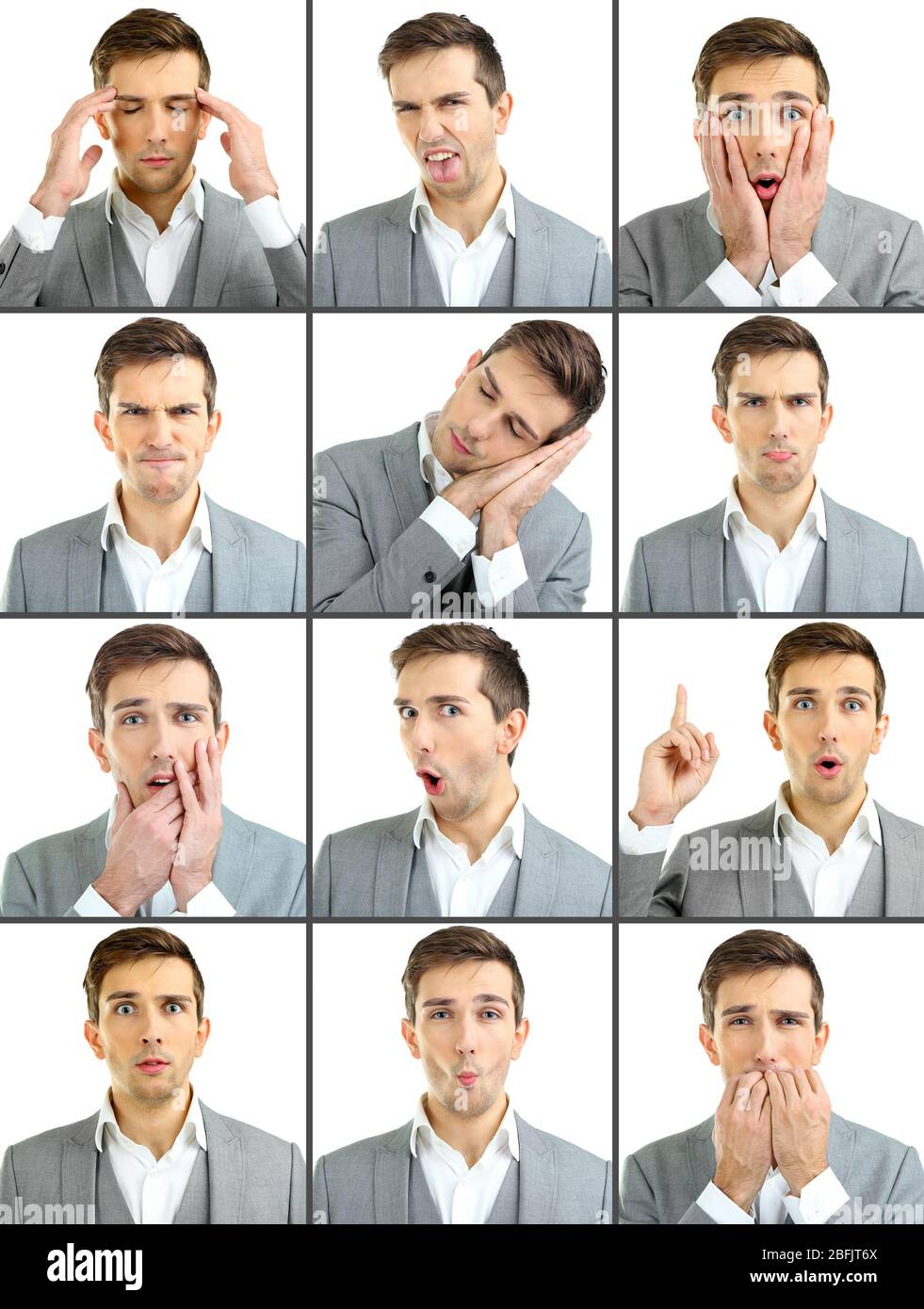Man's emotion collage Stock Photo - Alamy