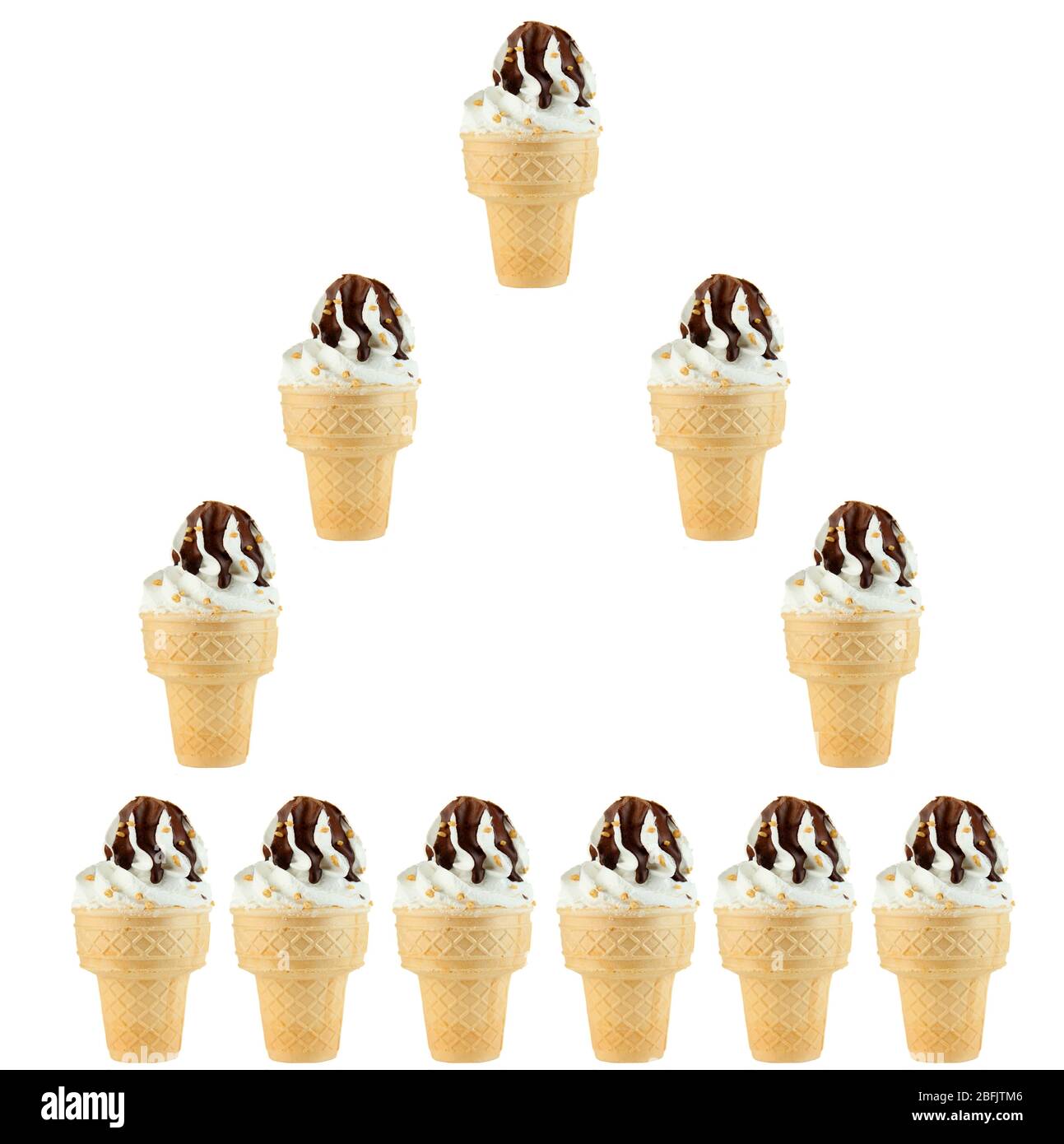 Ice cream horn collage isolated on white Stock Photo - Alamy