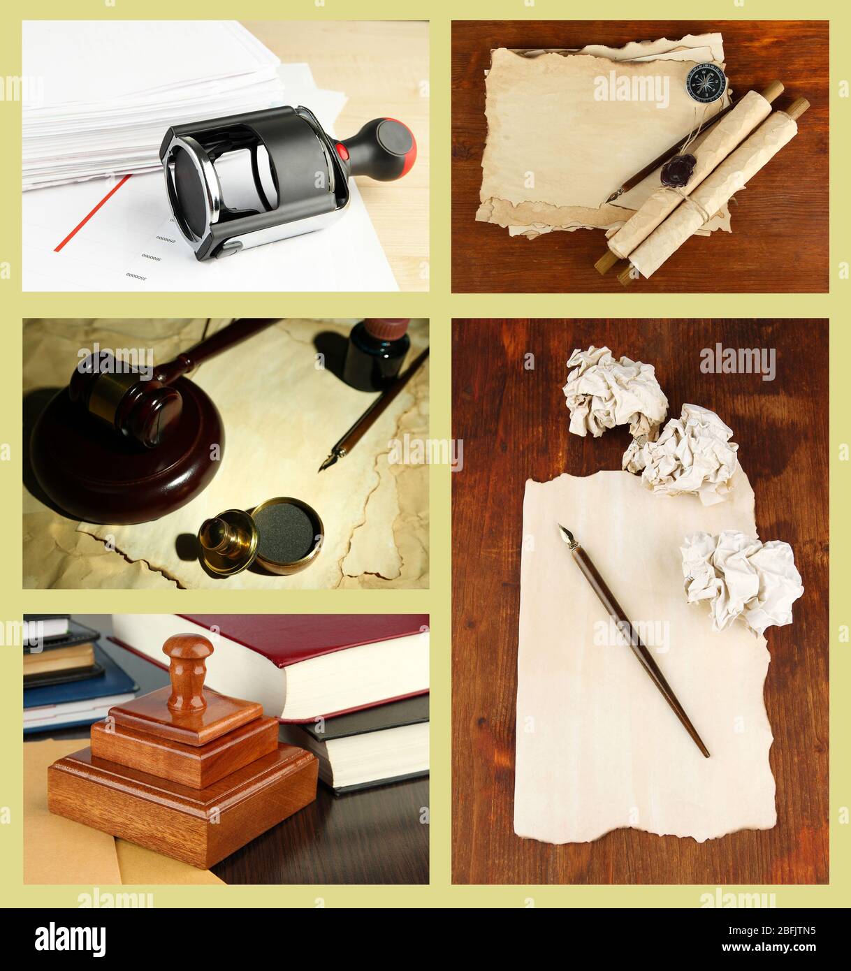 Retro style collage. Paper, ink and ink pen Stock Photo - Alamy