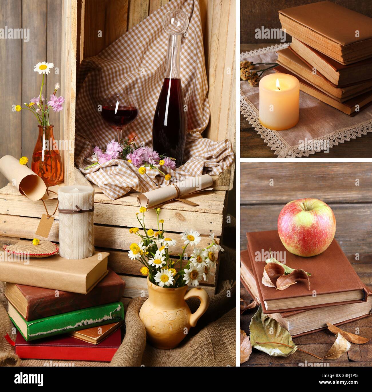 Stacked books and candle hi-res stock photography and images - Alamy