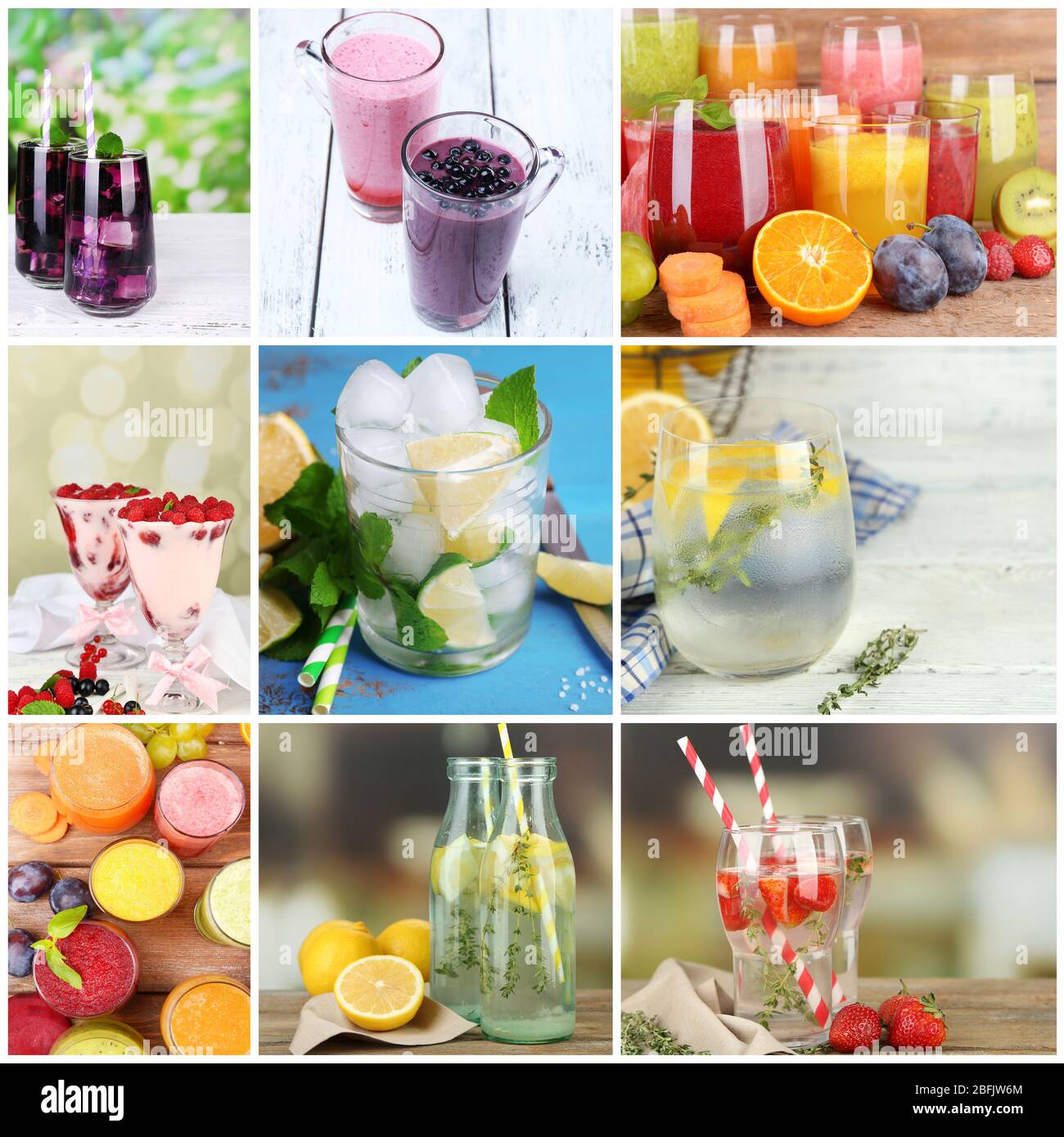Collage of cold summer beverages Stock Photo - Alamy