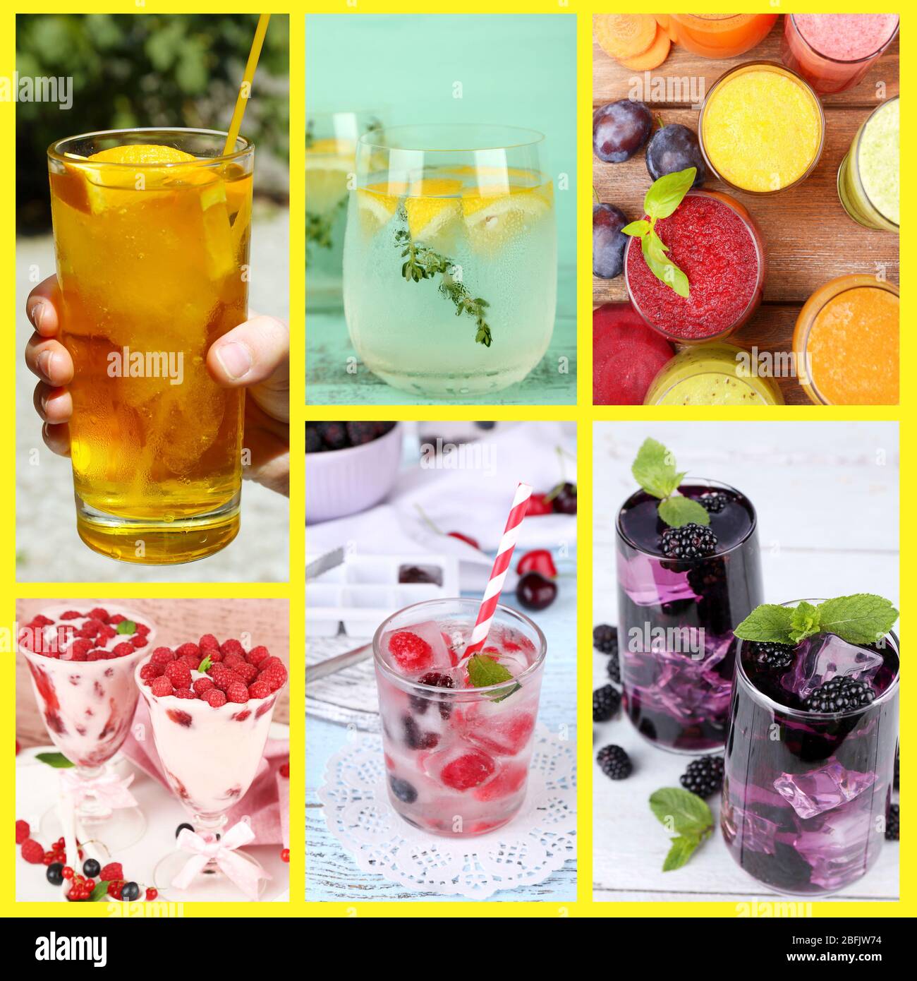 Collage of cold summer beverages Stock Photo - Alamy