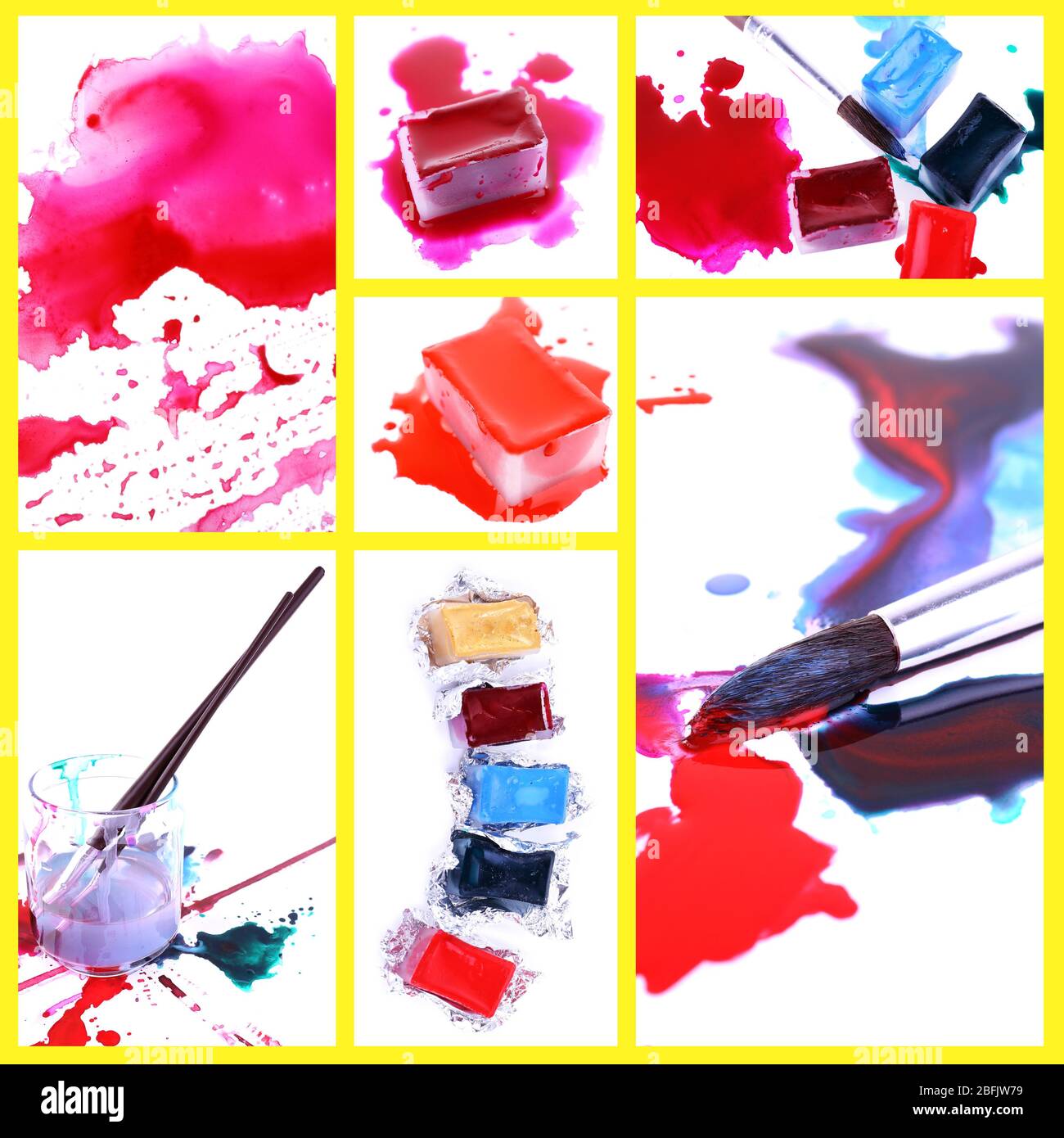 Collage of watercolor paints Stock Photo - Alamy