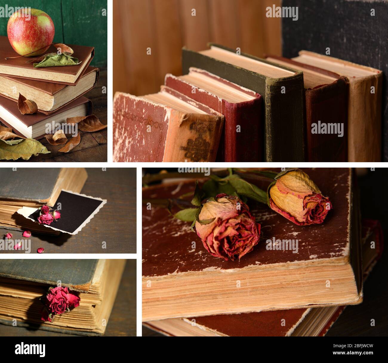 Collage of many old books Stock Photo - Alamy