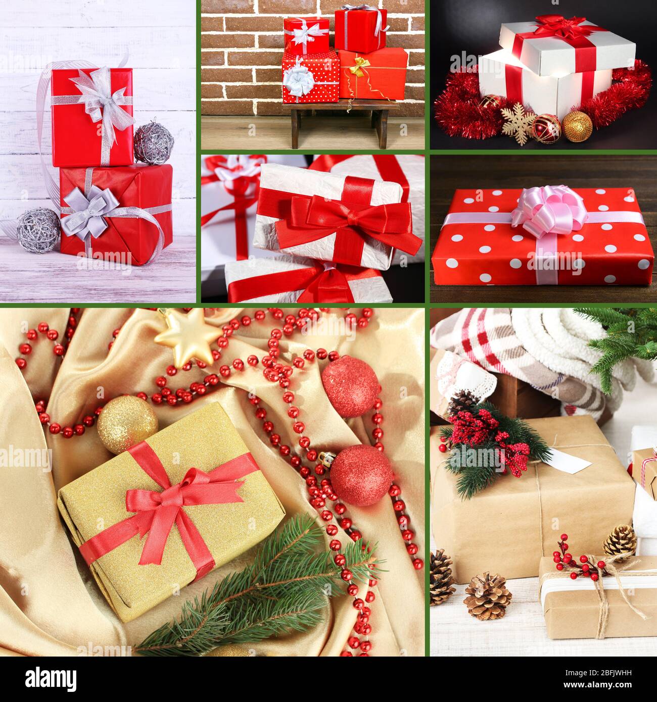 Christmas gifts collage Stock Photo - Alamy