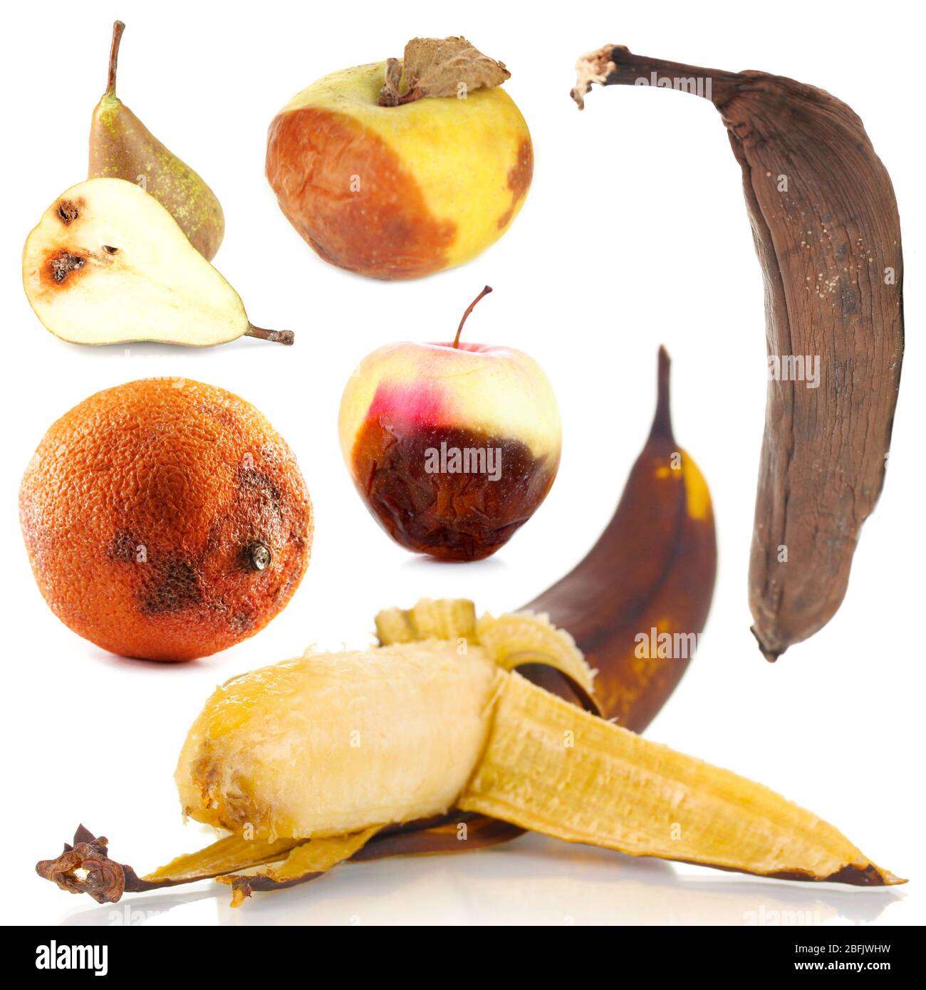 Rotten fruits isolated on white Stock Photo - Alamy