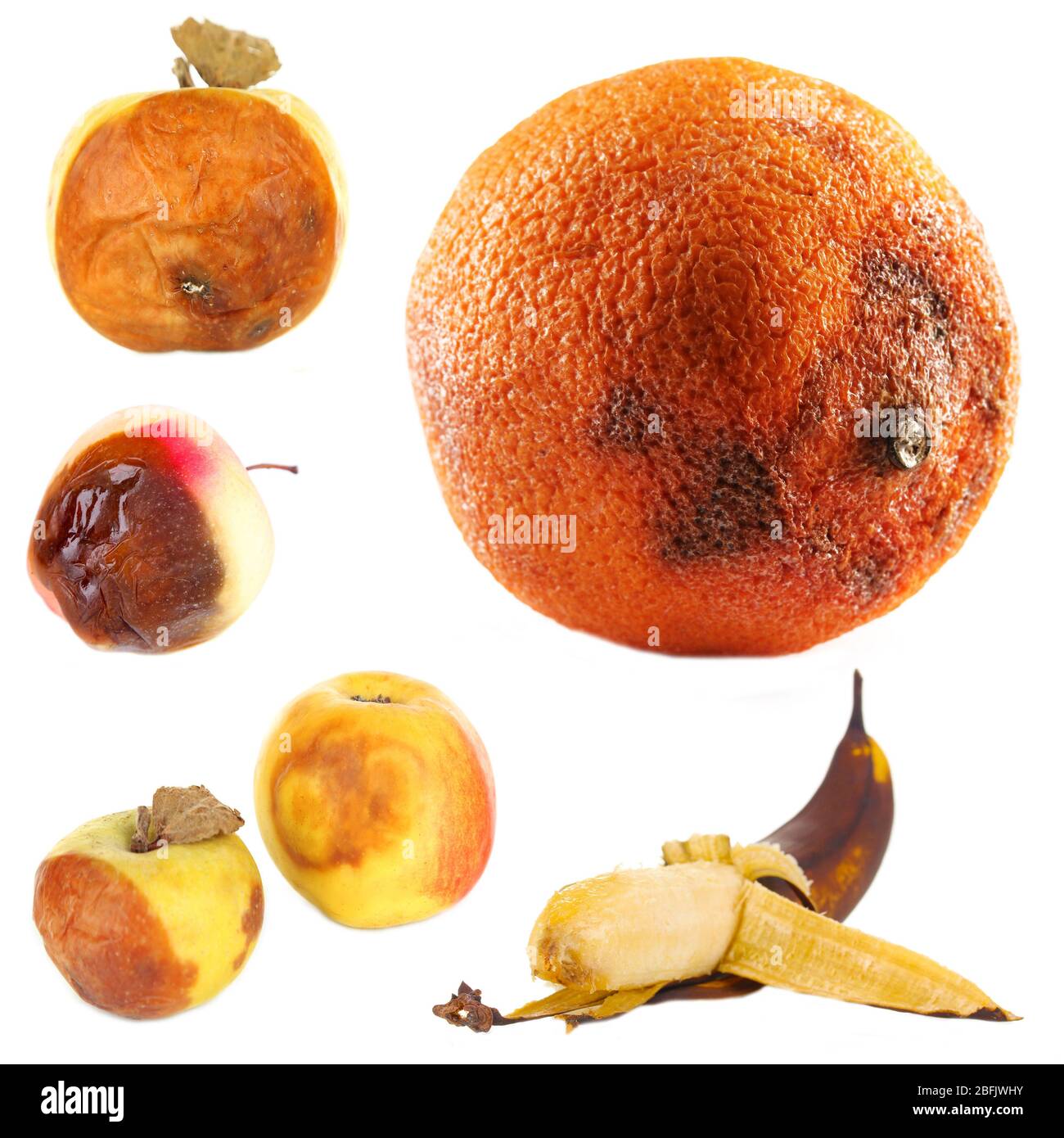 Rotten fruits isolated on white Stock Photo - Alamy