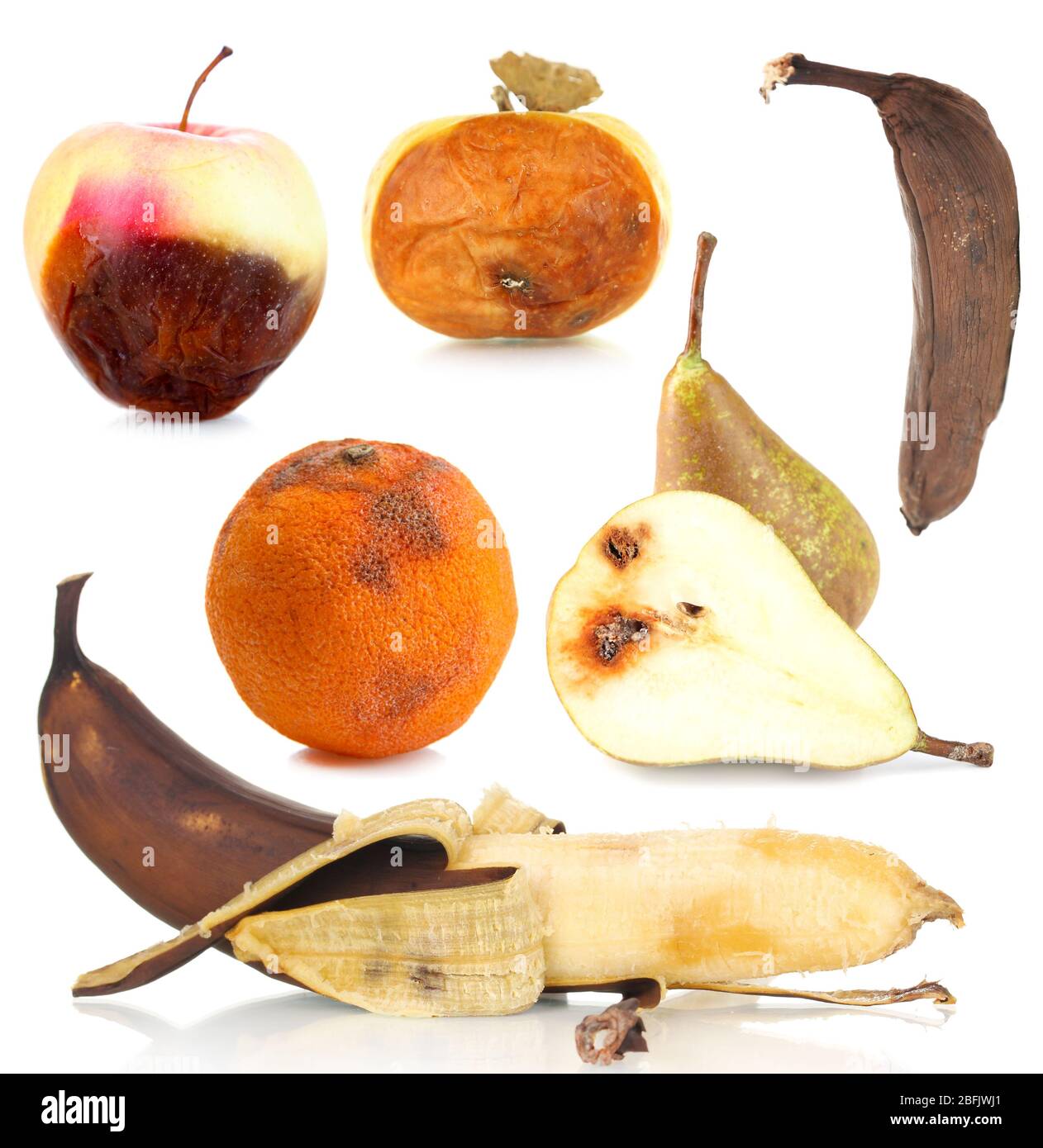 Rotten fruits isolated on white Stock Photo - Alamy