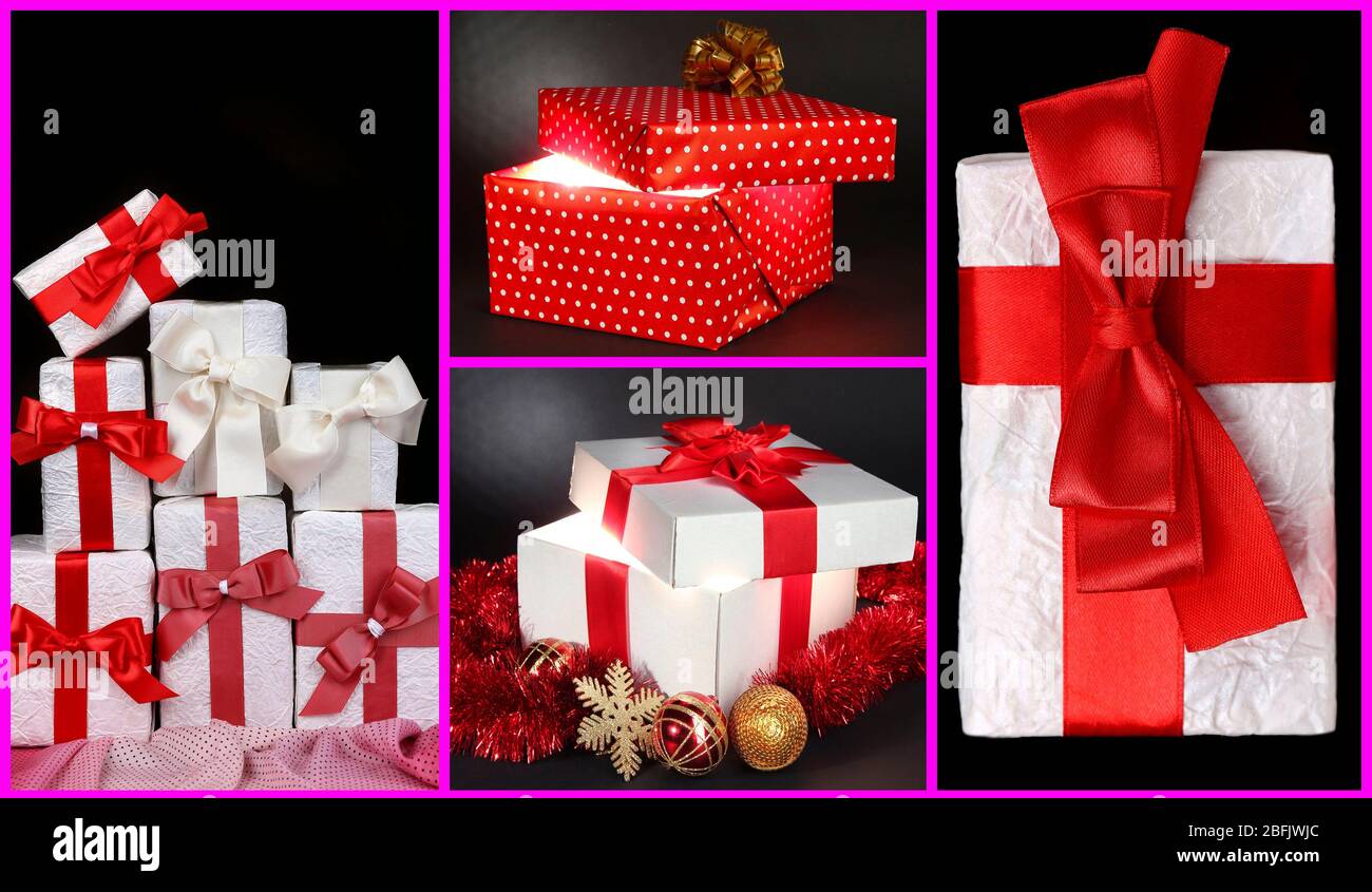 Christmas gifts collage Stock Photo - Alamy