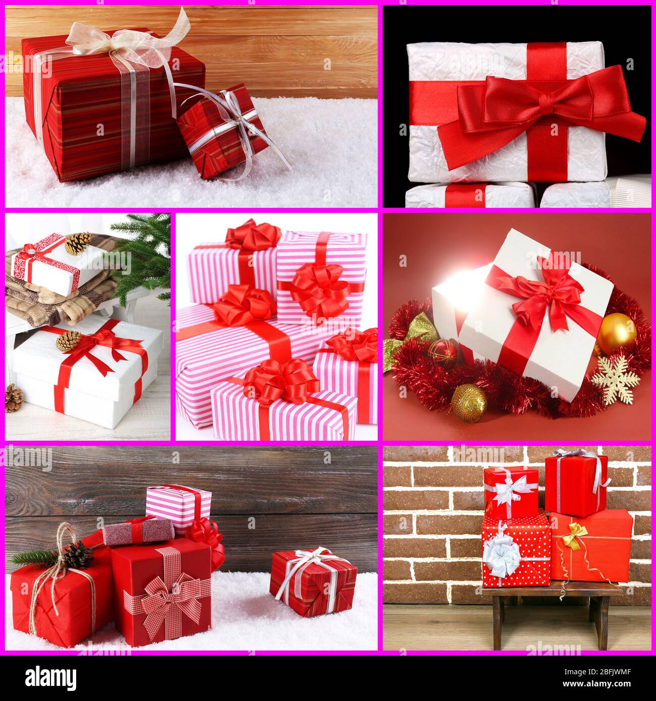 Christmas gifts collage Stock Photo - Alamy
