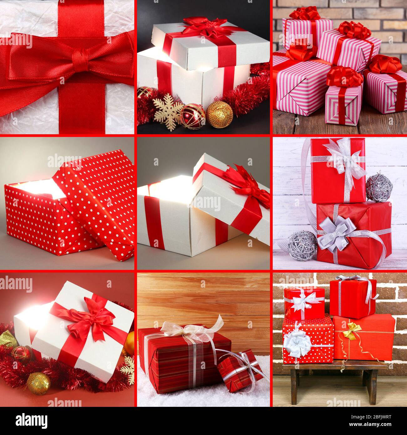 Christmas gifts collage Stock Photo - Alamy