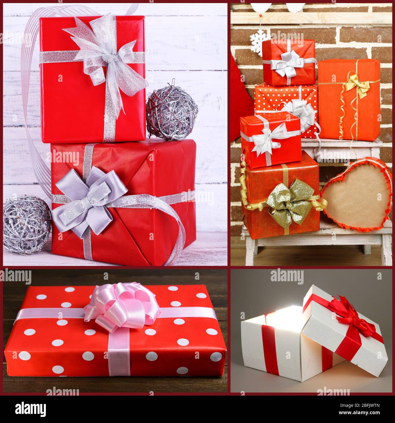 Christmas gifts collage Stock Photo - Alamy