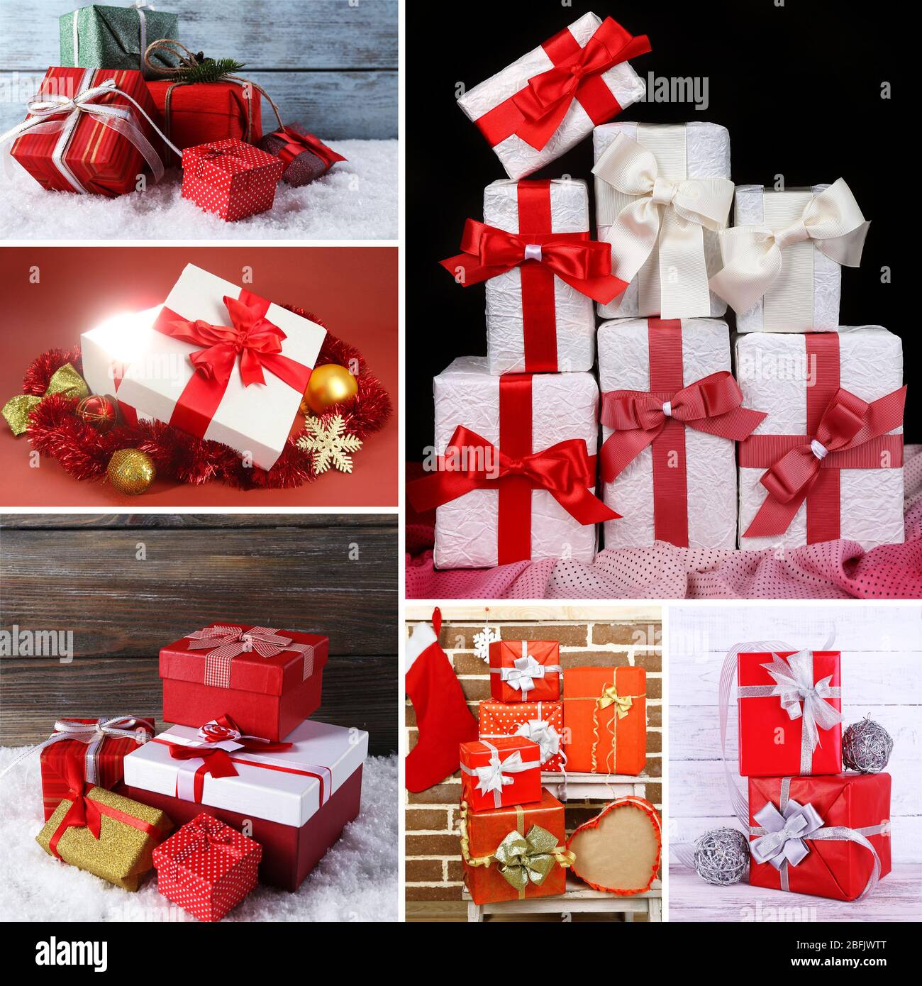 Christmas gifts collage Stock Photo - Alamy