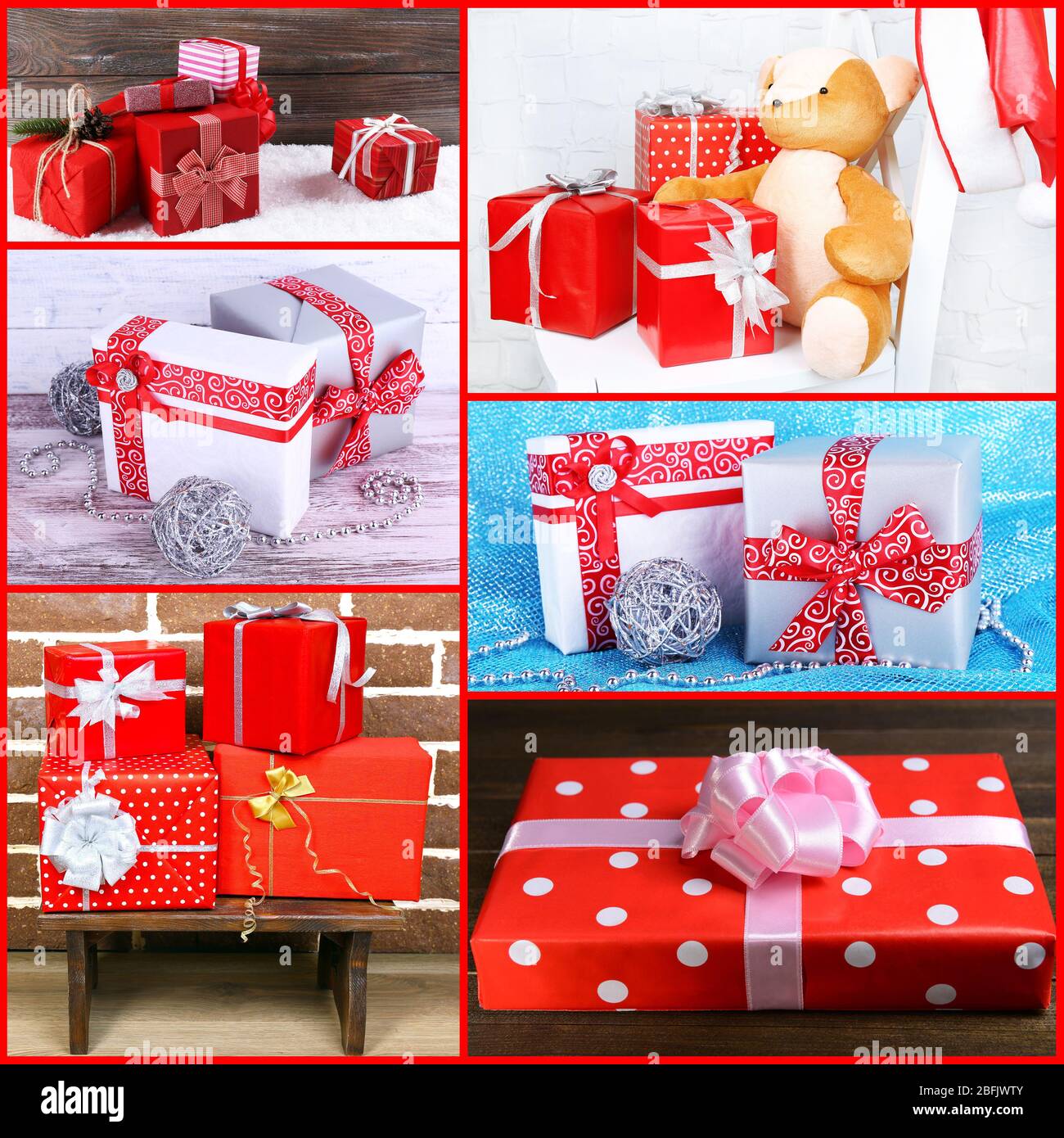 Christmas gifts collage Stock Photo - Alamy