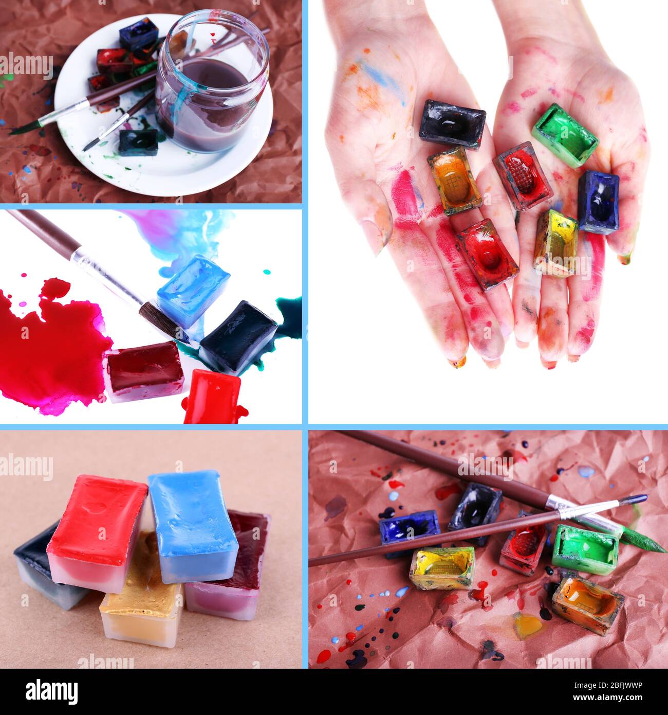 Collage of watercolor paints Stock Photo - Alamy