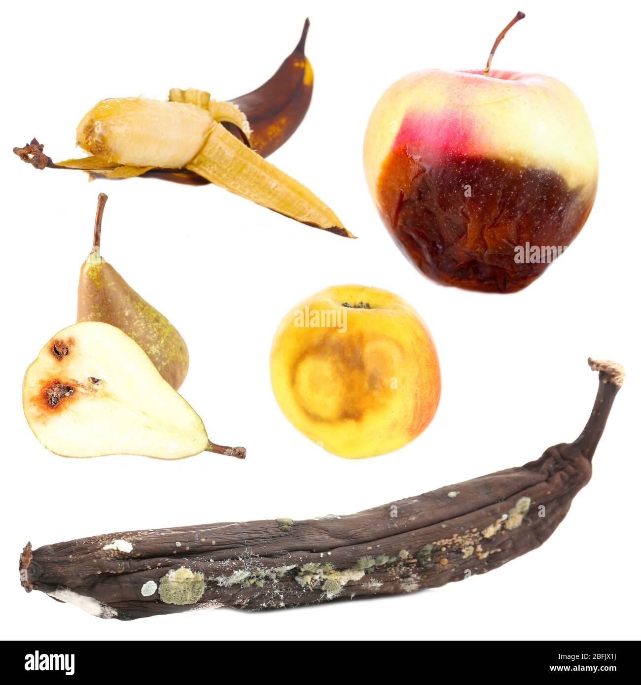 Rotten fruits isolated on white Stock Photo - Alamy