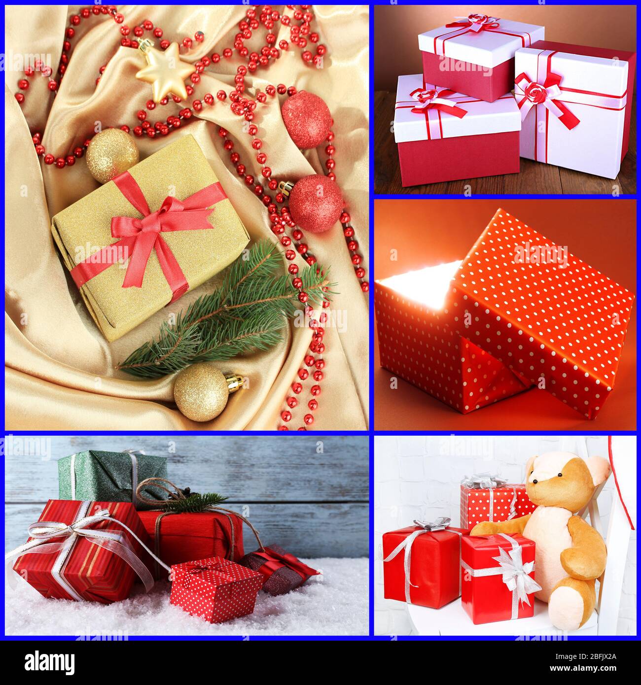 Christmas gifts collage Stock Photo - Alamy