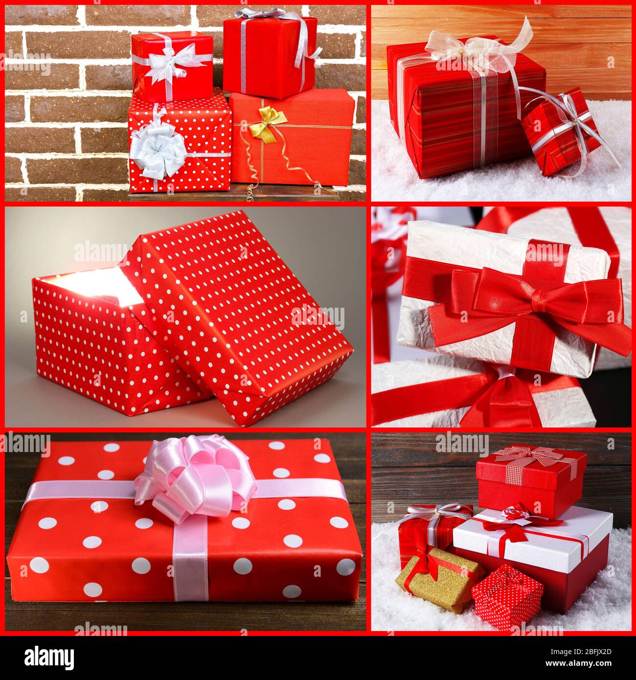 Christmas gifts collage Stock Photo - Alamy
