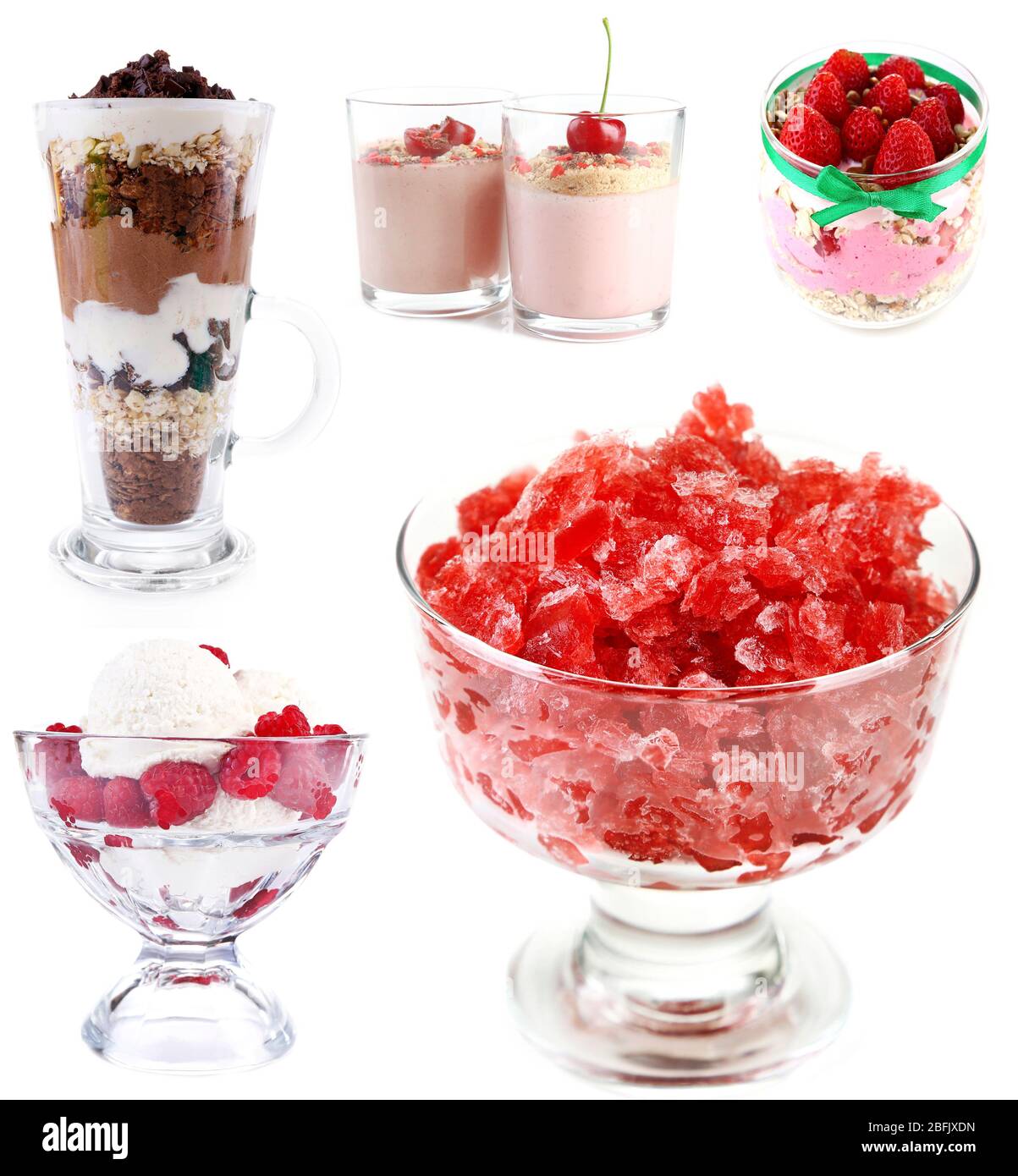 Delicious desserts collage isolated on white Stock Photo - Alamy