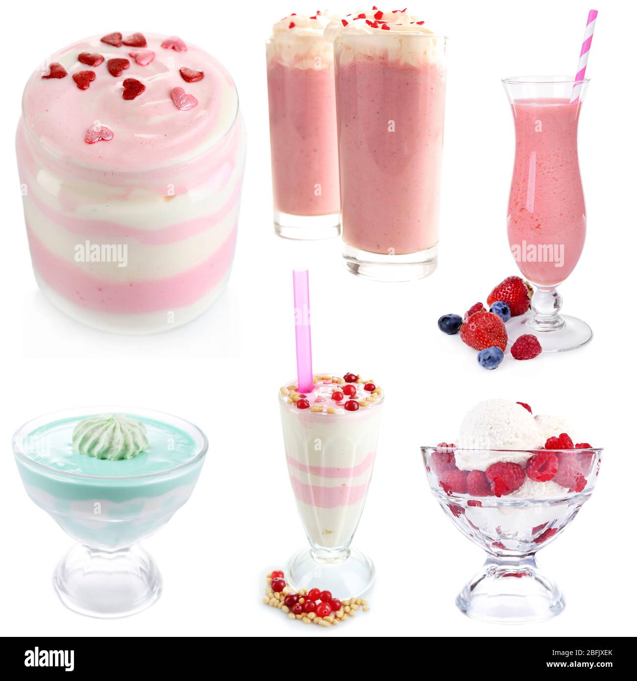 Delicious desserts collage isolated on white Stock Photo - Alamy