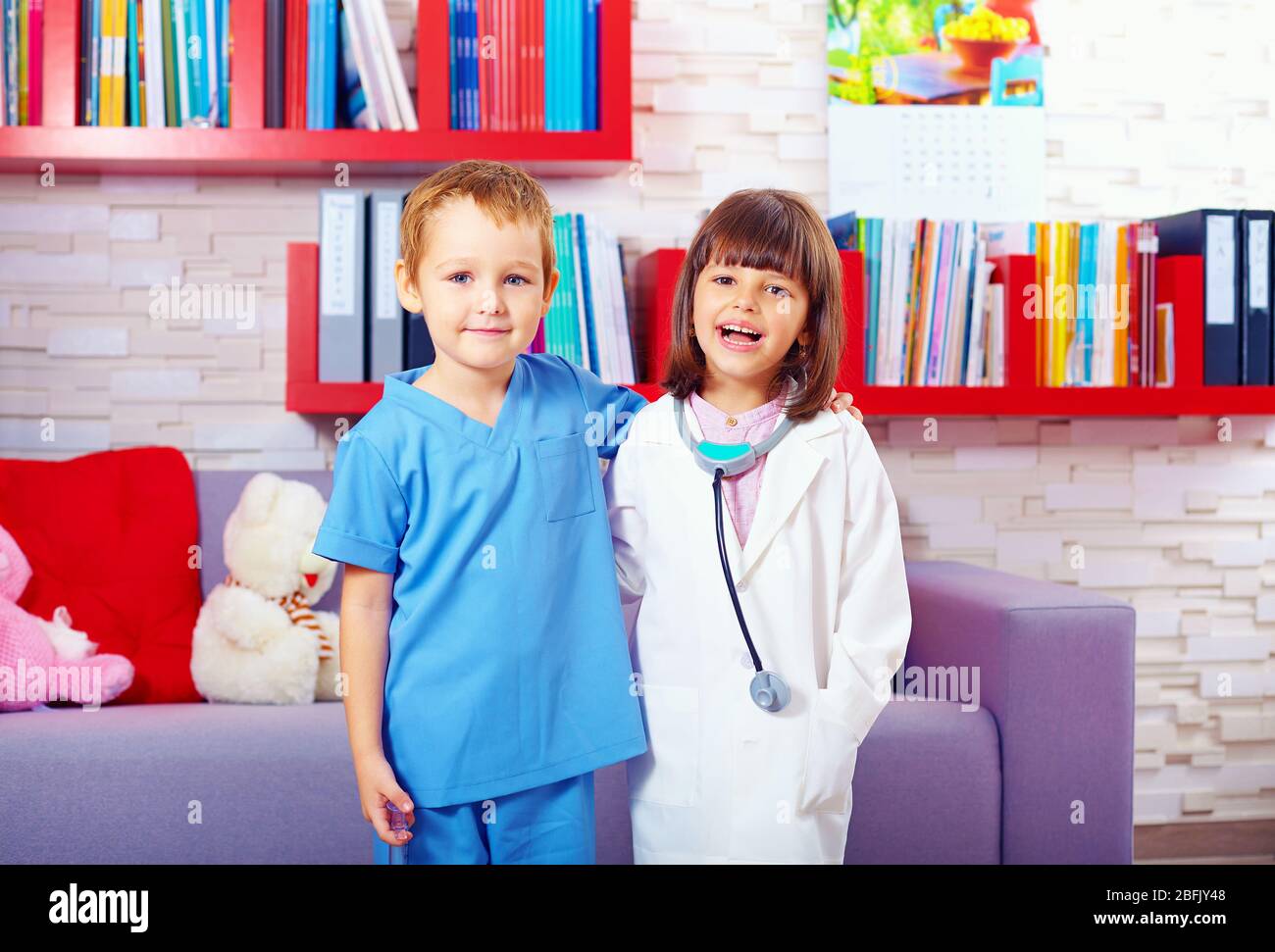 portrait of cute kids playing doctors Stock Photo - Alamy