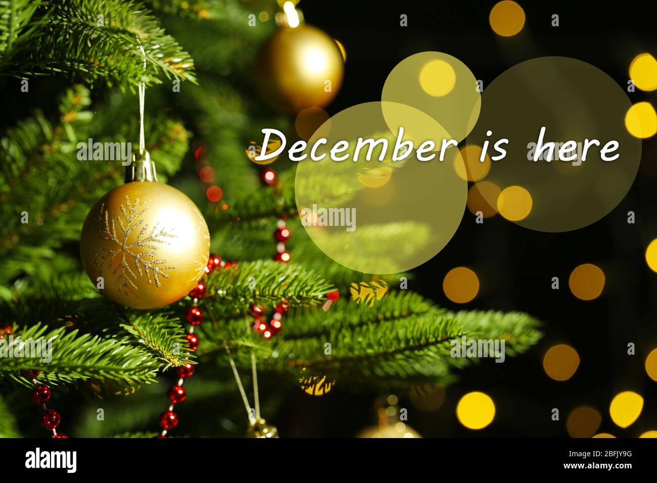 December is here. Greeting card Stock Photo - Alamy