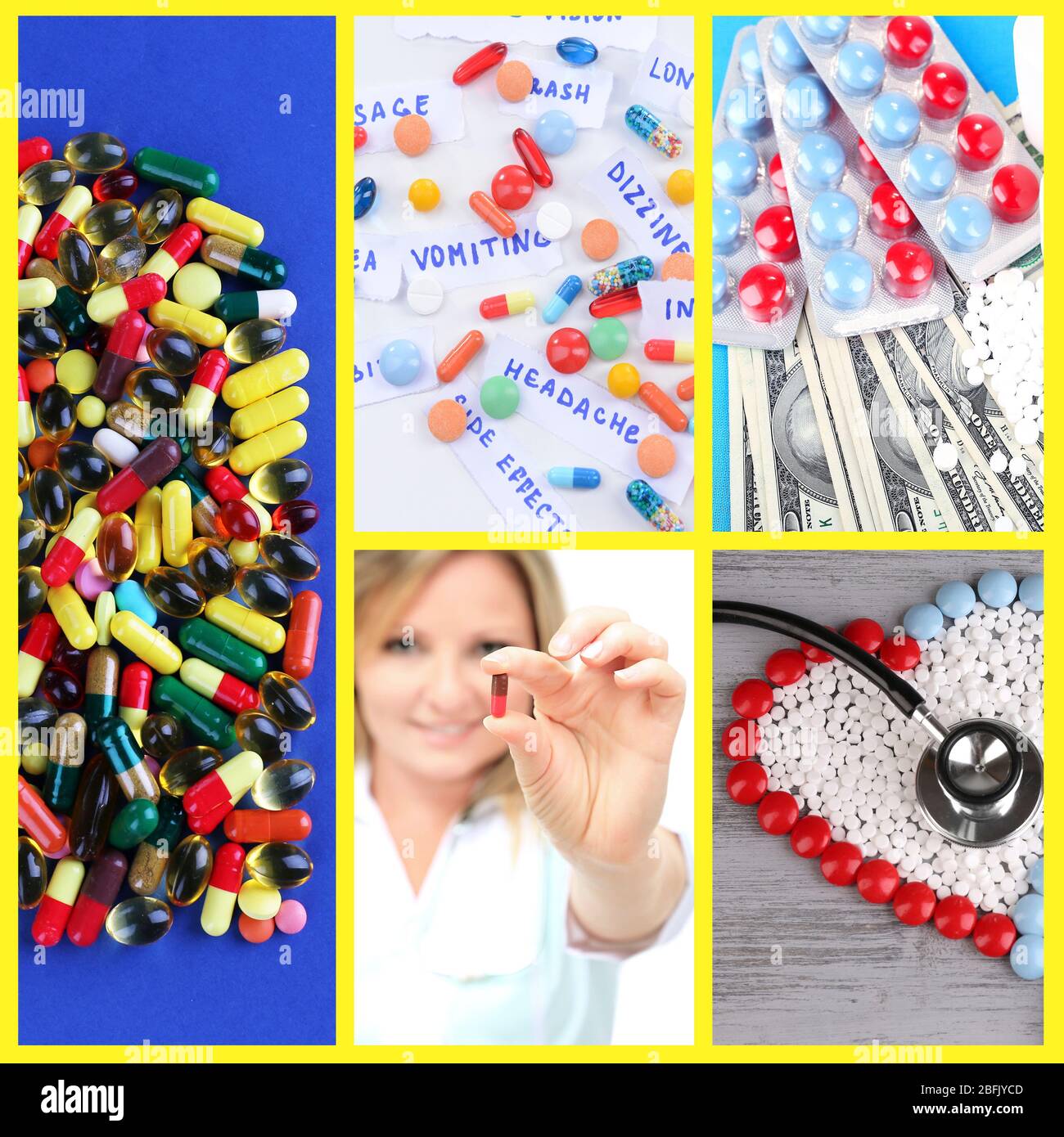 Health collage money hi-res stock photography and images - Alamy