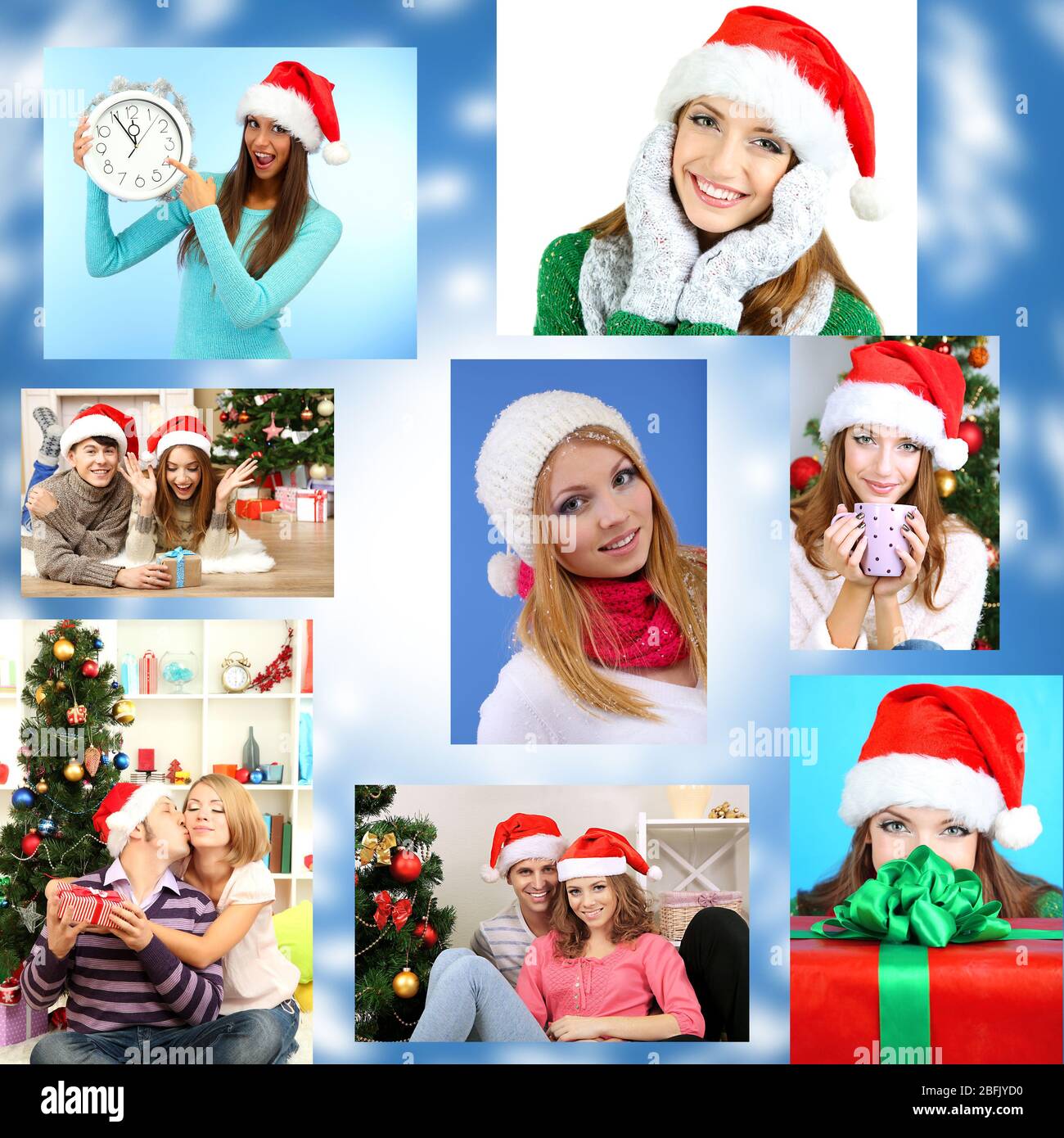 Christmas collage. Young happy people Stock Photo - Alamy