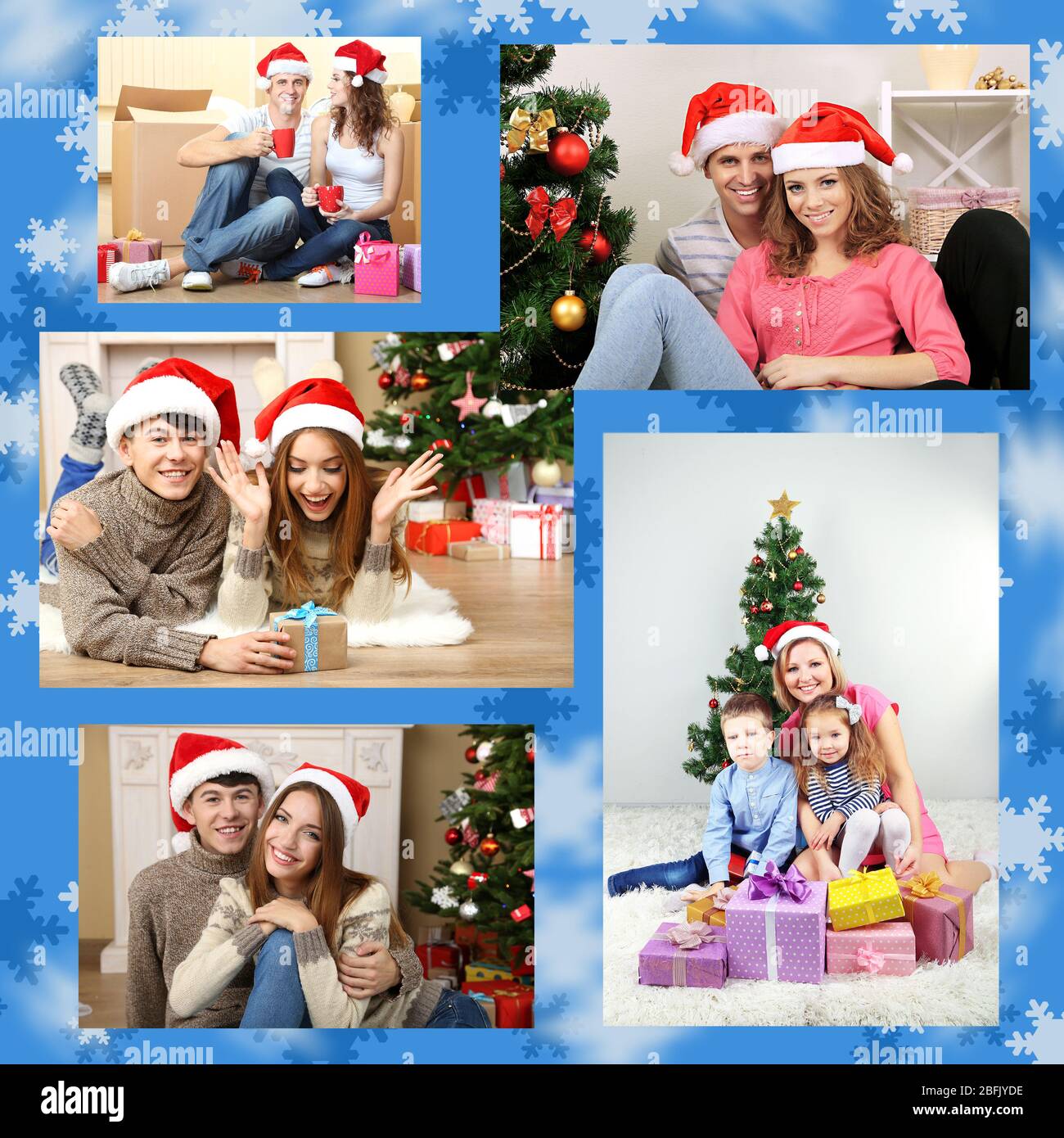Christmas collage. Young happy people Stock Photo - Alamy