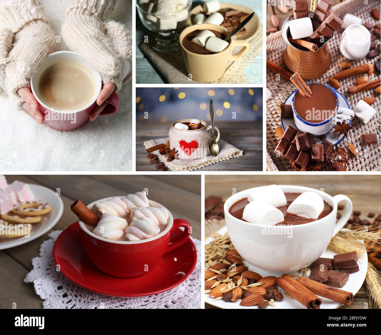 Hot drinks collage Stock Photo - Alamy