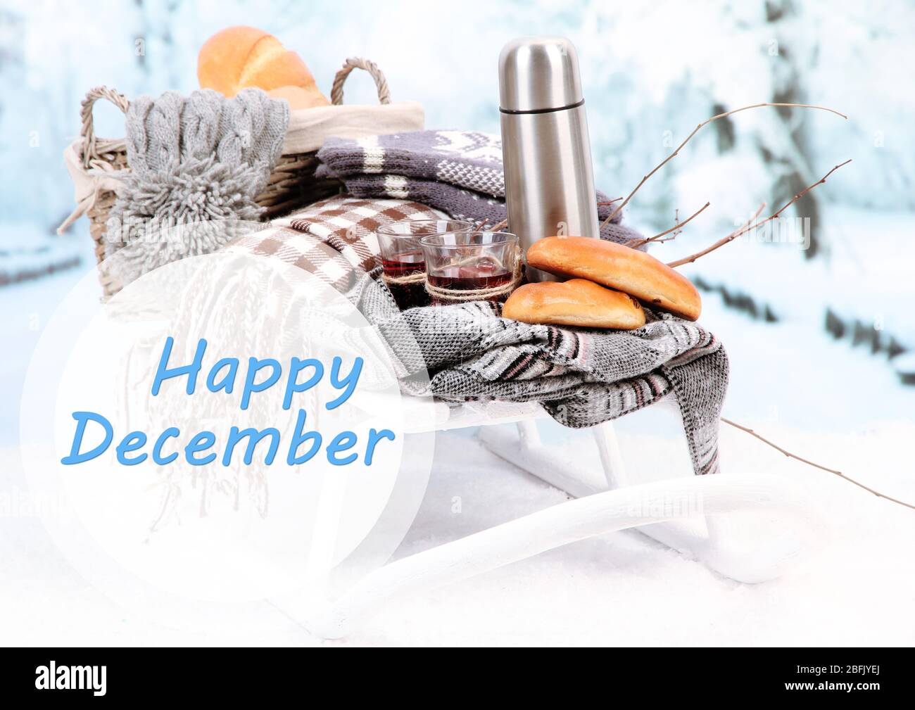 Happy December, greeting card Stock Photo - Alamy