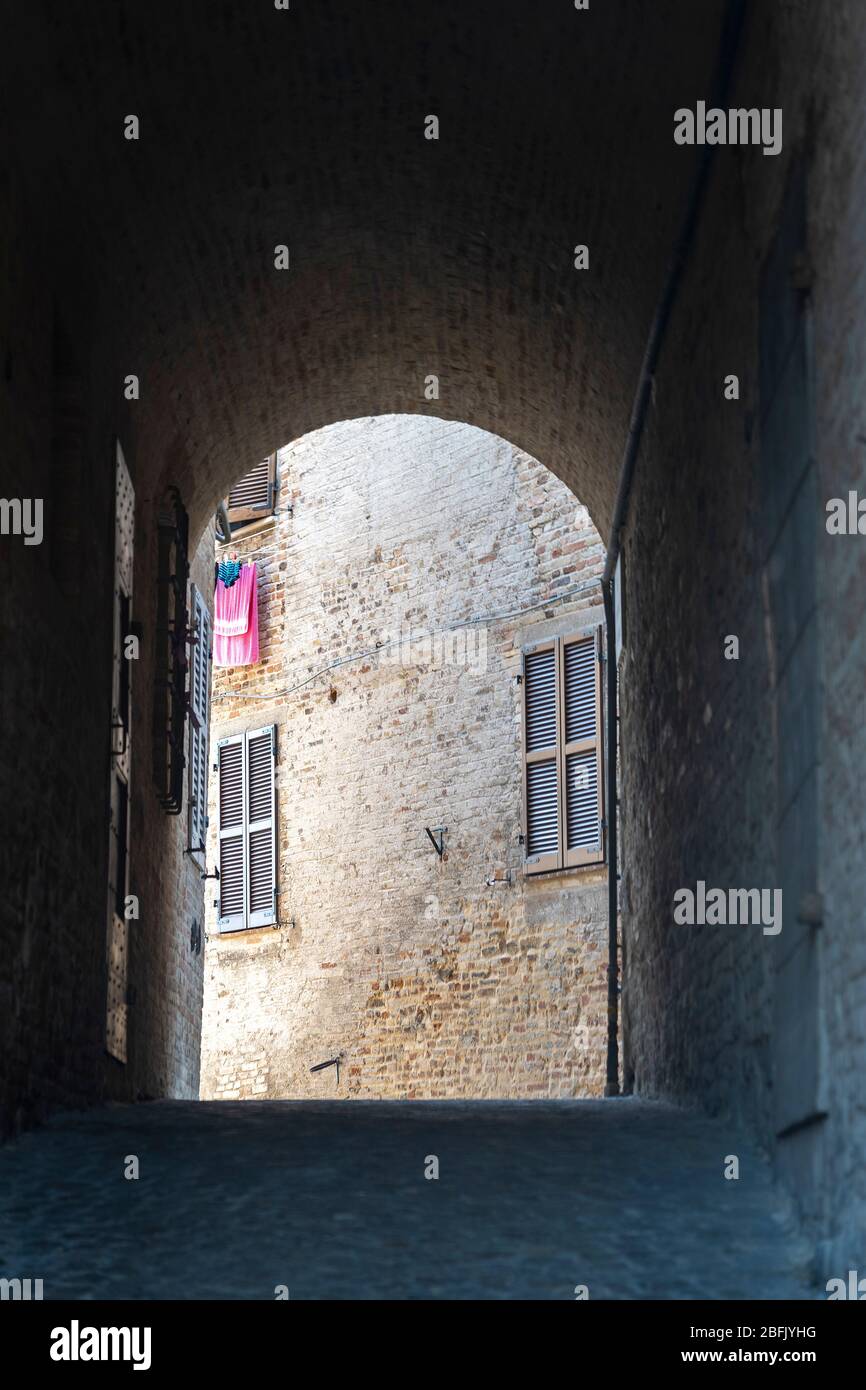 Treia, Macerata, Marches, Italy: a street of the historic town Stock ...