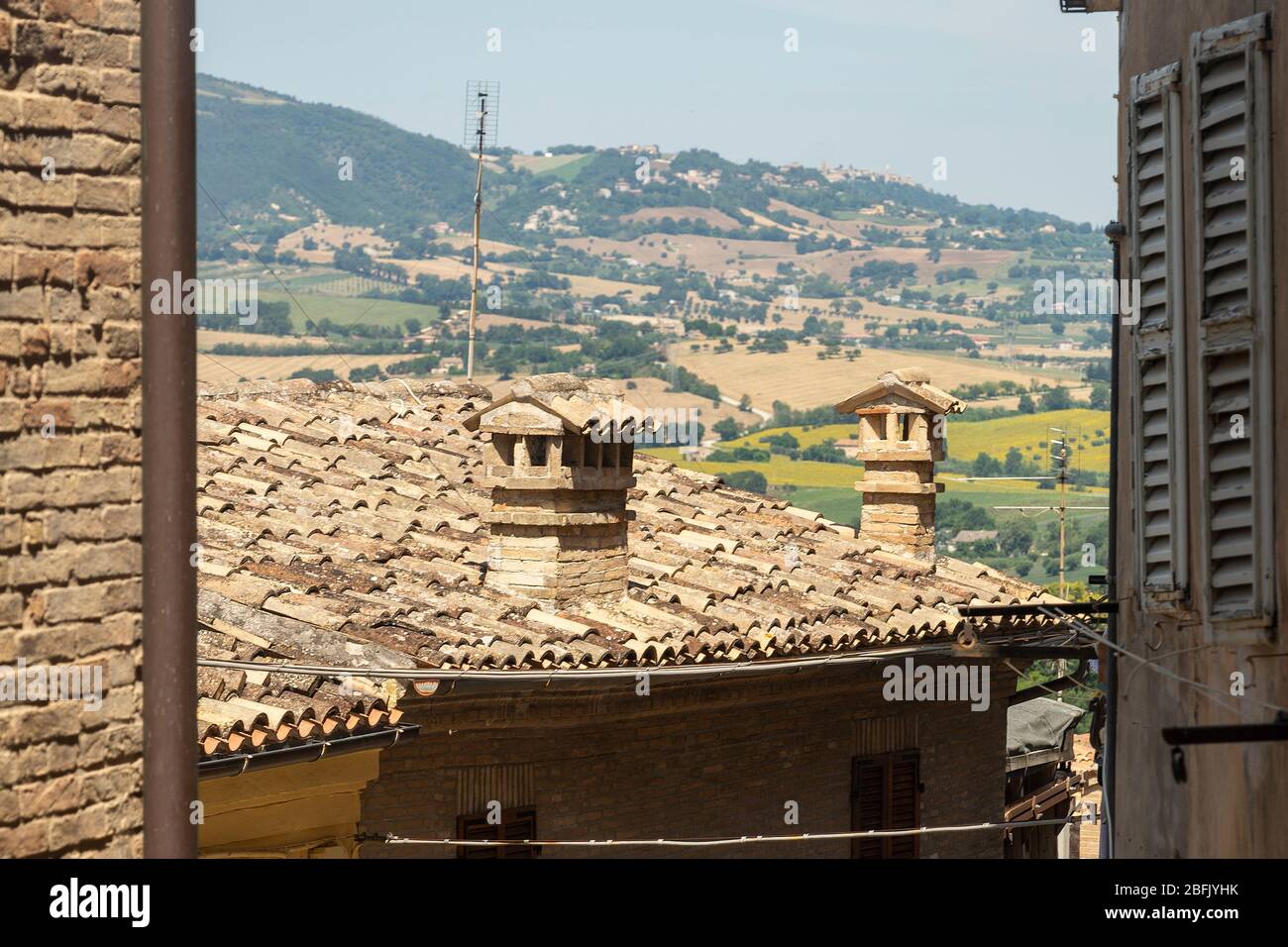 Treia, Macerata, Marches, Italy: a street of the historic town Stock ...