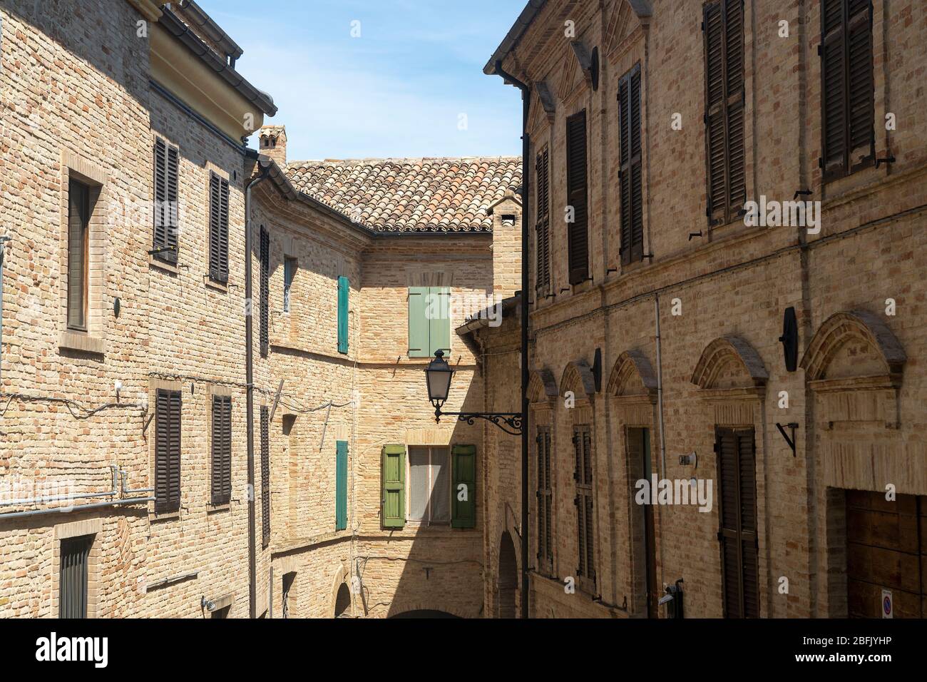 Treia, Macerata, Marches, Italy: a street of the historic town Stock ...