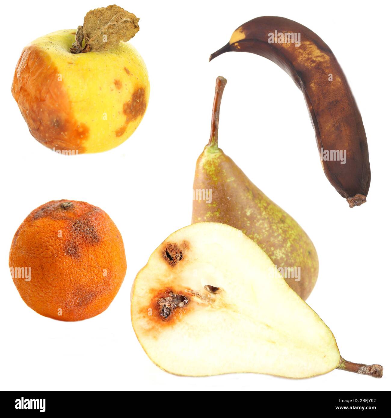 Rotten fruits isolated on white Stock Photo - Alamy