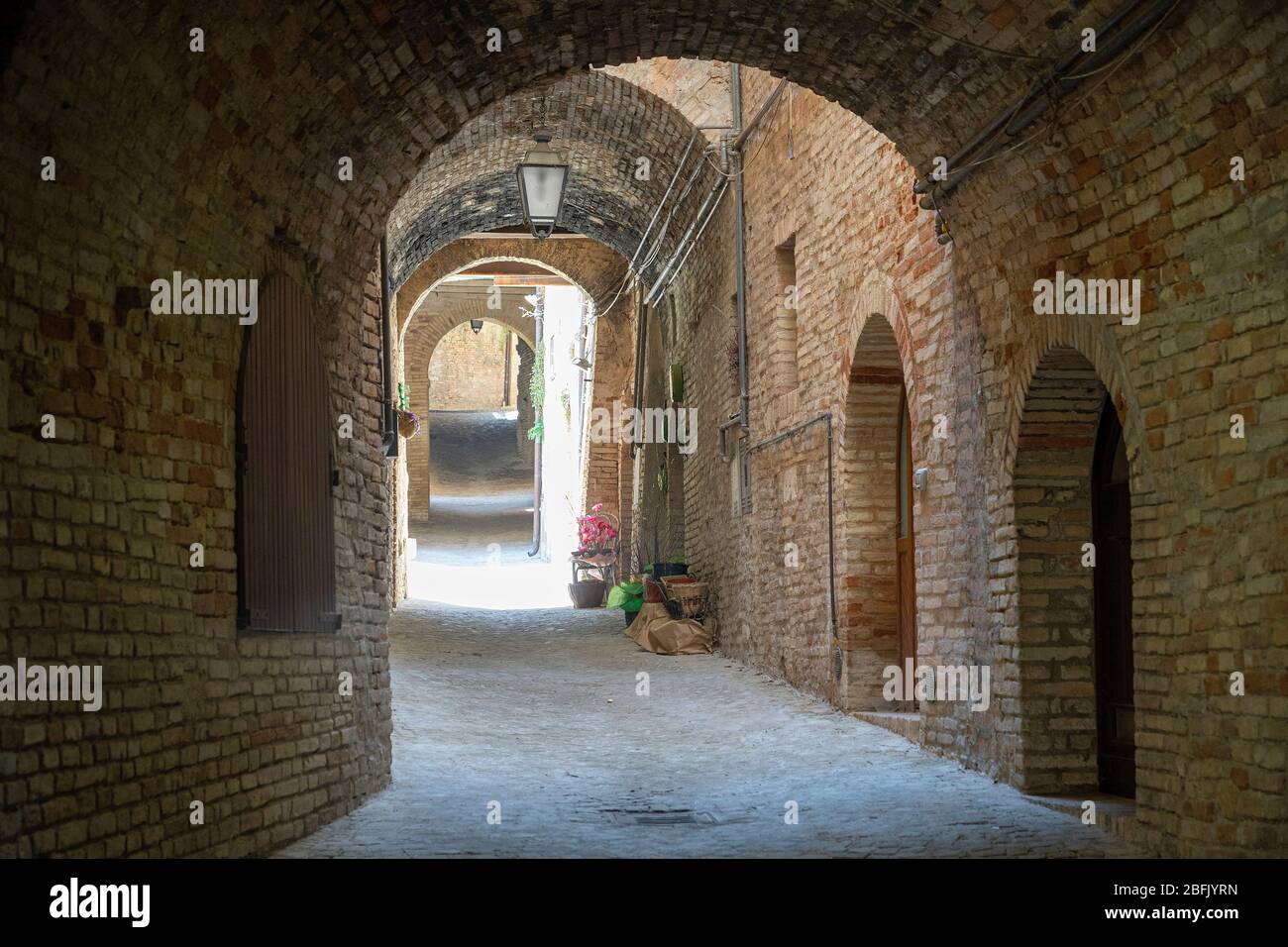 Treia, Macerata, Marches, Italy: a street of the historic town Stock ...